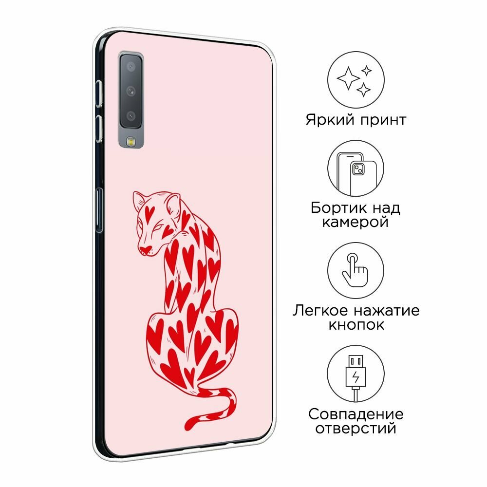Чехол на Samsung Galaxy A7 2018 / Самсунг Галакси А7 2018 с принтом "Heart panther 1 - 14 февраля" — фото 1
