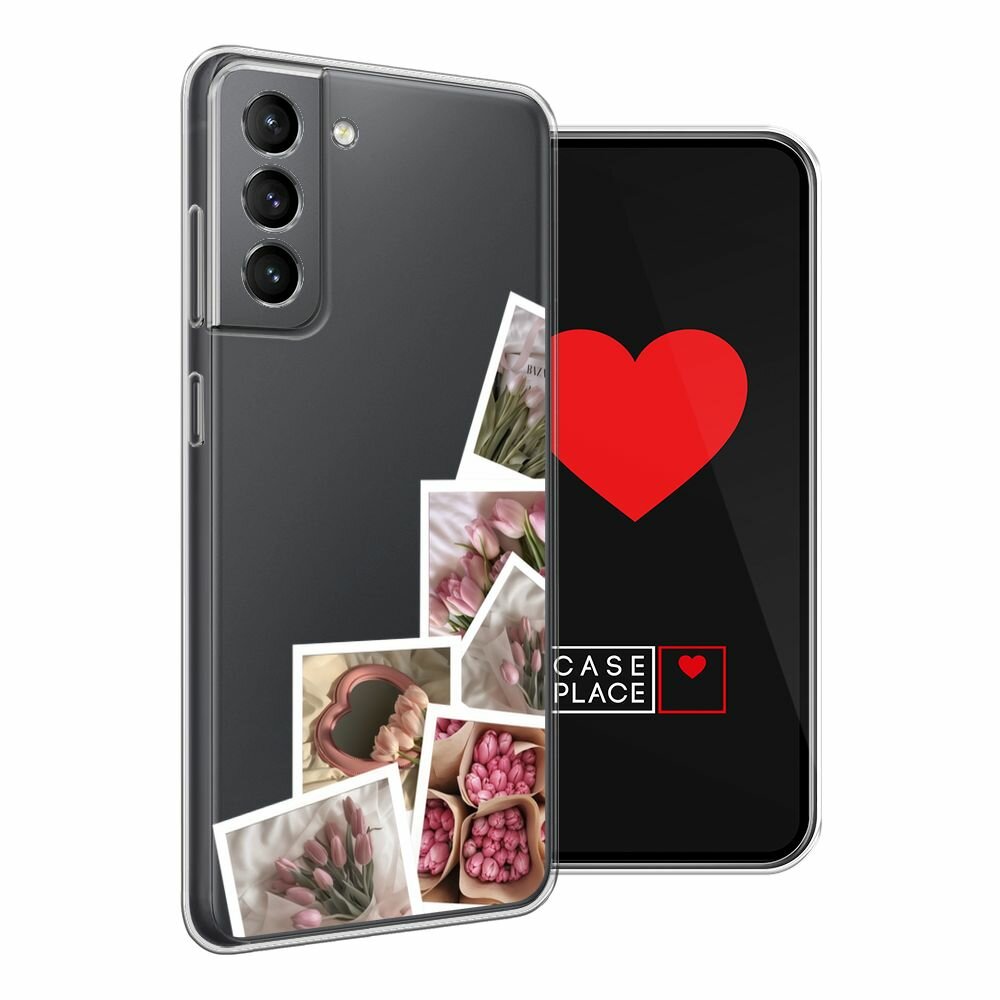 Чехол на Samsung Galaxy S21 / Самсунг Галакси S21 с принтом "Весенние фото - 8 марта", прозрачный — фото 1