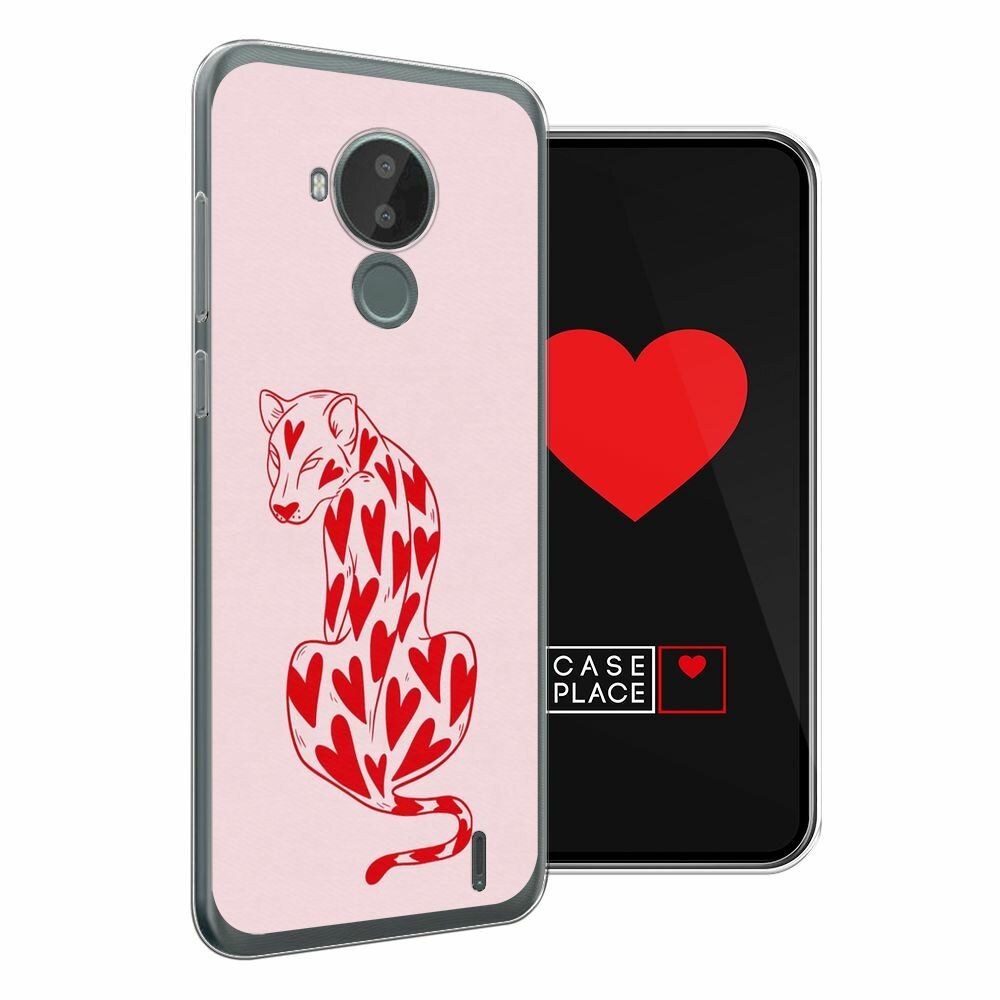 Чехол на Nokia C30 / Нокия C30 с принтом "Heart panther 1 - 14 февраля" — фото 1