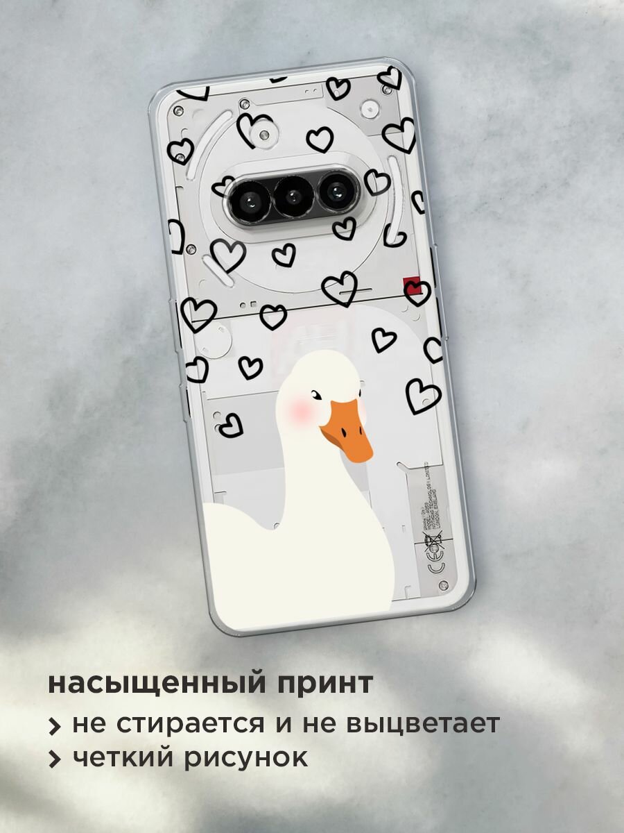 Чехол на Nothing Phone 3a / Нотинг Фон 3а с принтом "Влюблённый гусь 3 - 14 февраля", прозрачный — фото 1