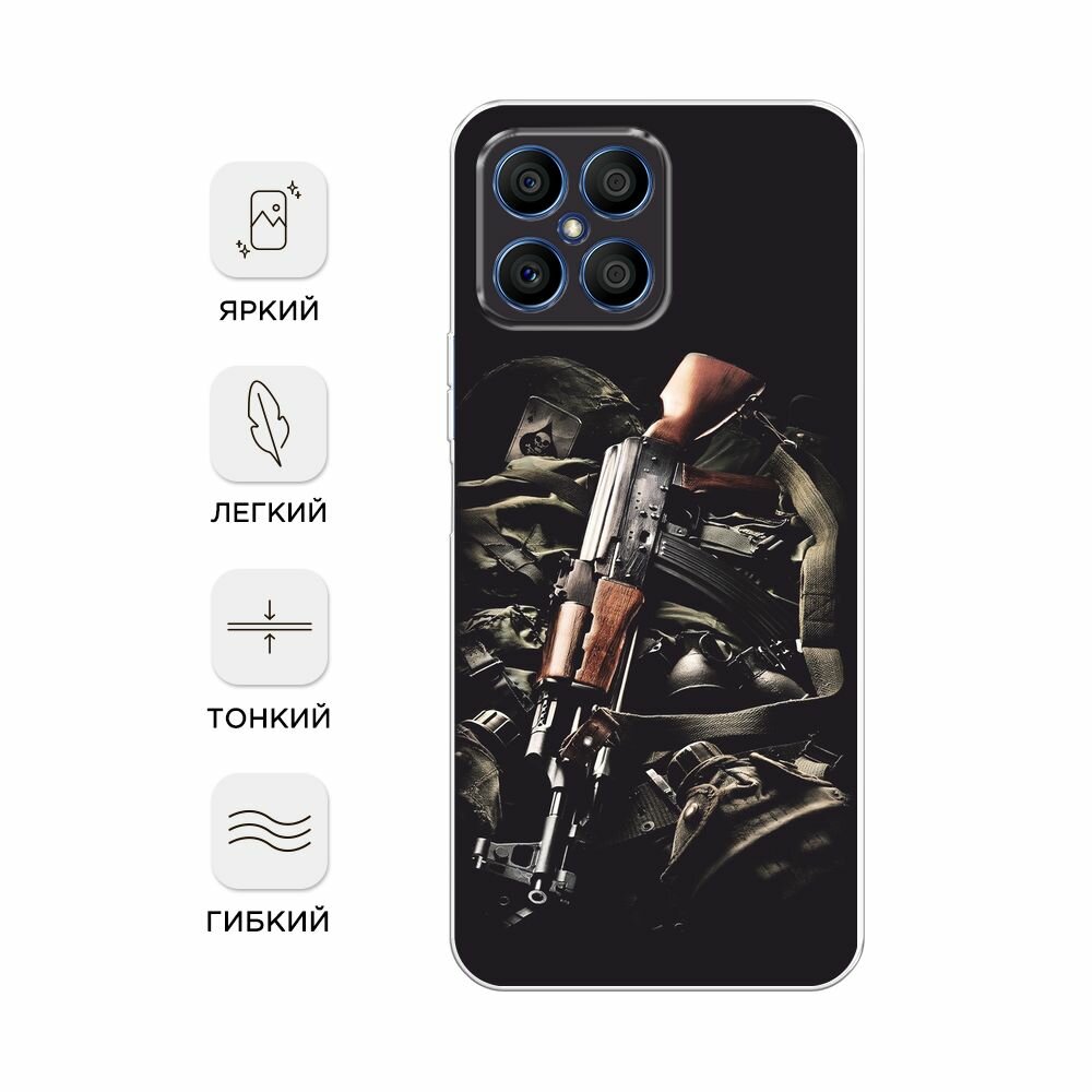 Силиконовый чехол на Honor X8 / Хуавей X8 с принтом "Автомат" — фото 1