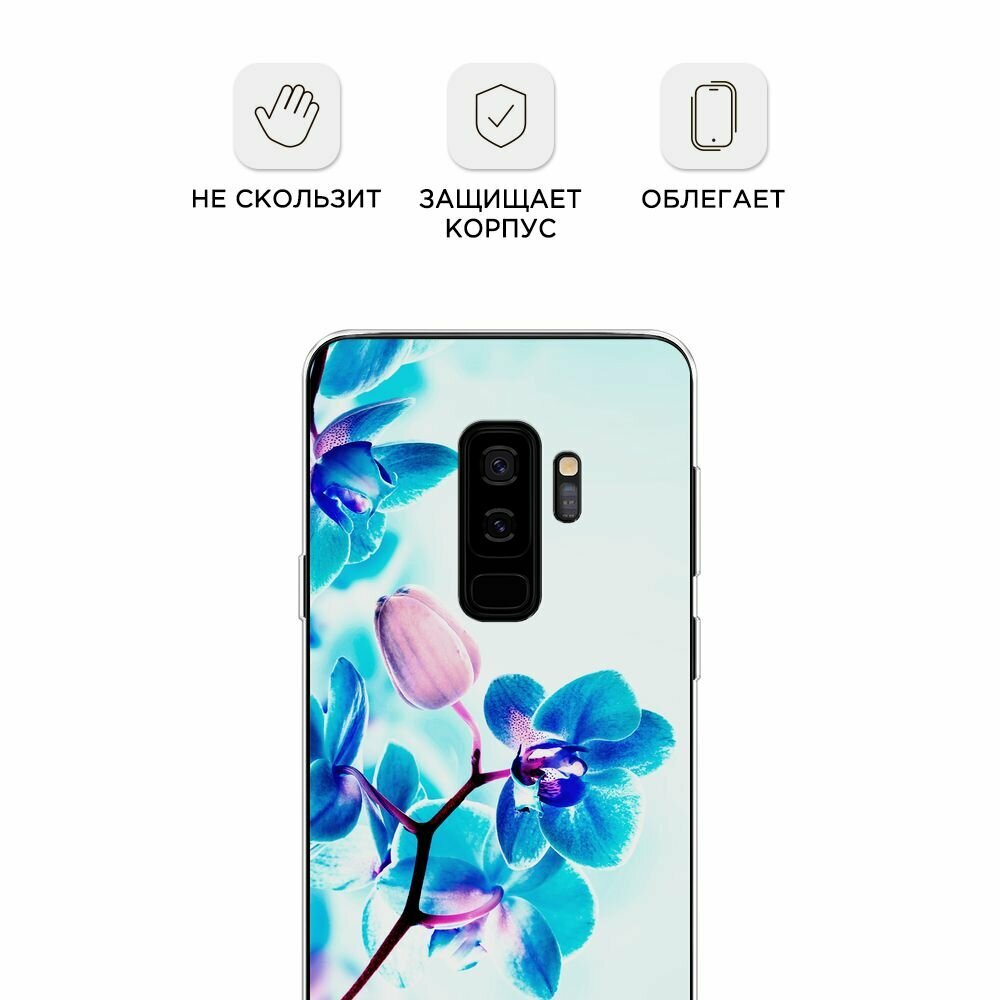 Чехол на Samsung Galaxy S9 + / Самсунг Галакси С9 Плюс с принтом "Голубая орхидея" — фото 1