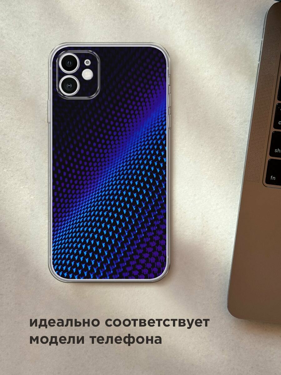 Чехол на Apple iPhone 11 / Айфон 11 с принтом "Синий карбон" — фото 1