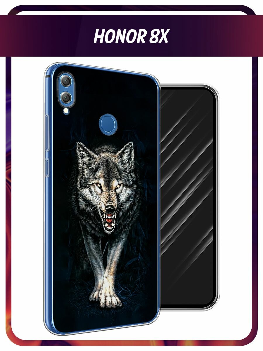 Чехол на Honor 8X / Хонор 8Х с принтом "Злобный волк из ночи"