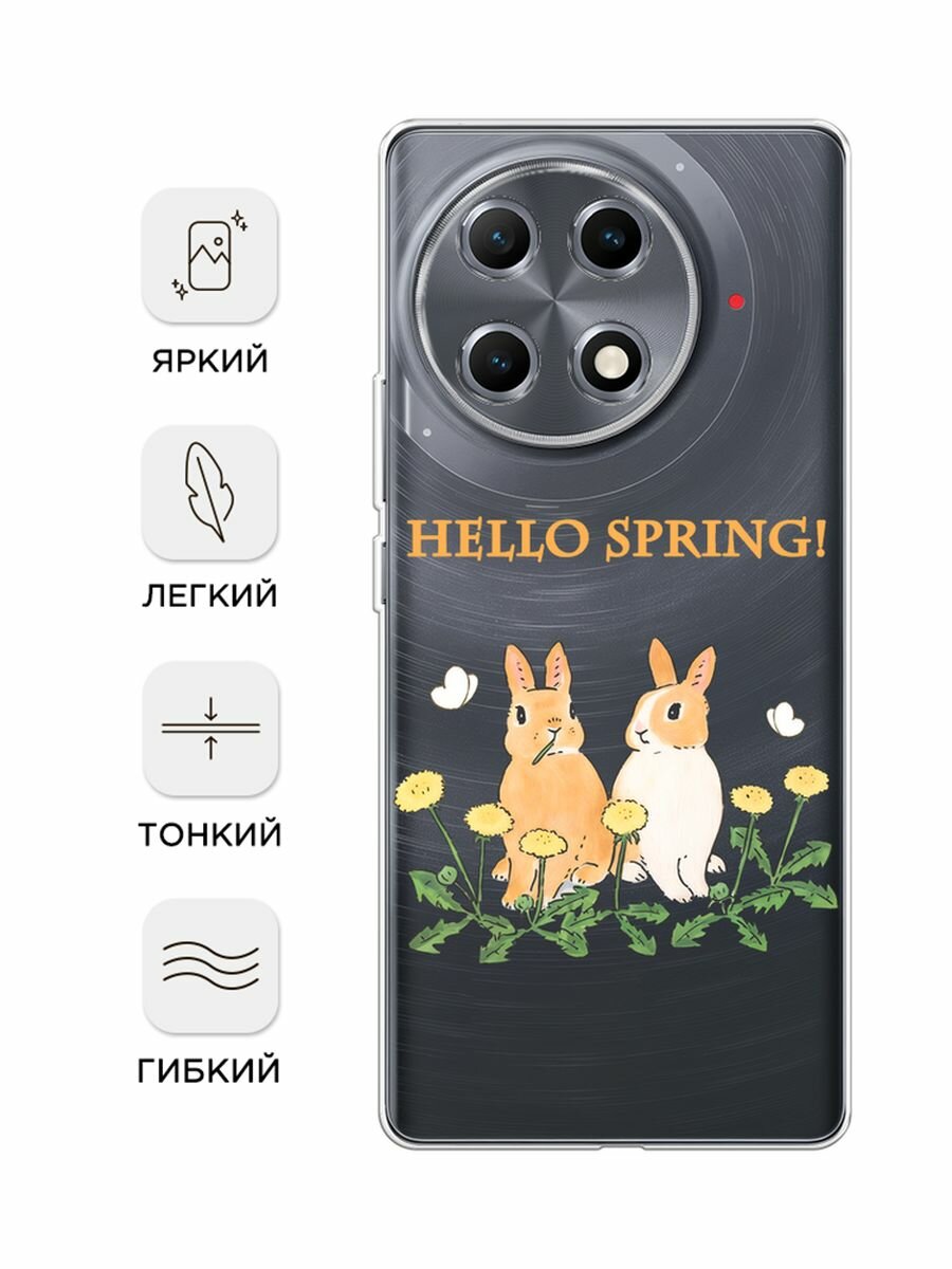 Чехол на Tecno Camon 30S / Текно Камон 30S с принтом "Весенние кролики", прозрачный — фото 1