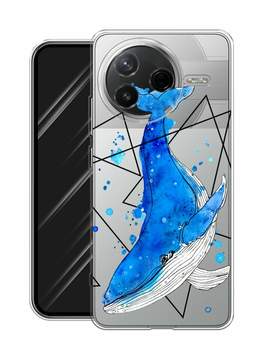 Чехол на Poco F7 Pro / Поко F7 Про с принтом "Кит графика", прозрачный — фото 1