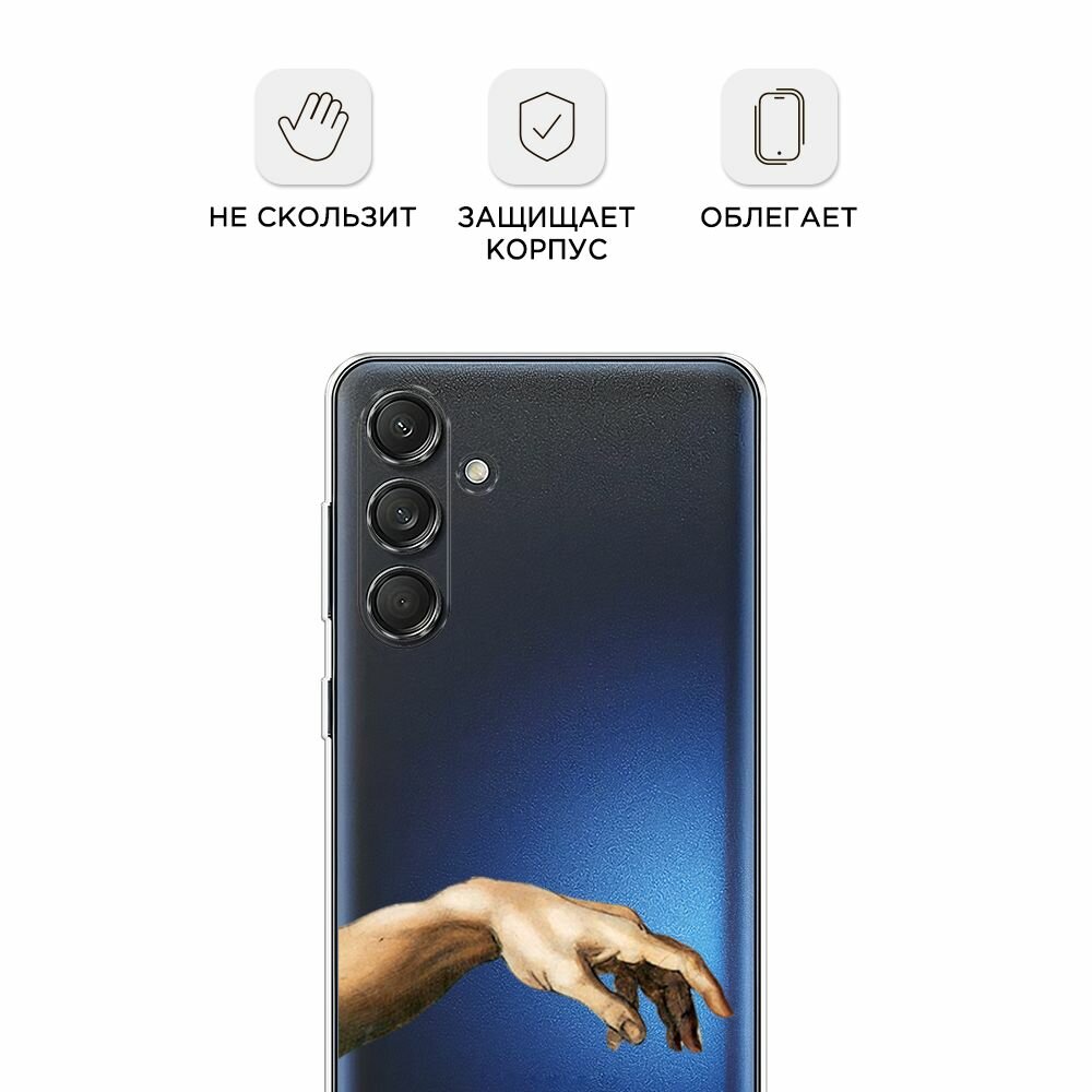 Чехол на Samsung Galaxy M55 / Самсунг M55 с принтом Creazione di Adamo 1, прозрачный — фото 1