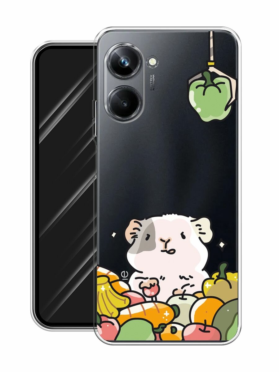 Чехол на Realme 10 Pro / Реалми 10 Про с принтом "Пирующая морская свинка", прозрачный — фото 1