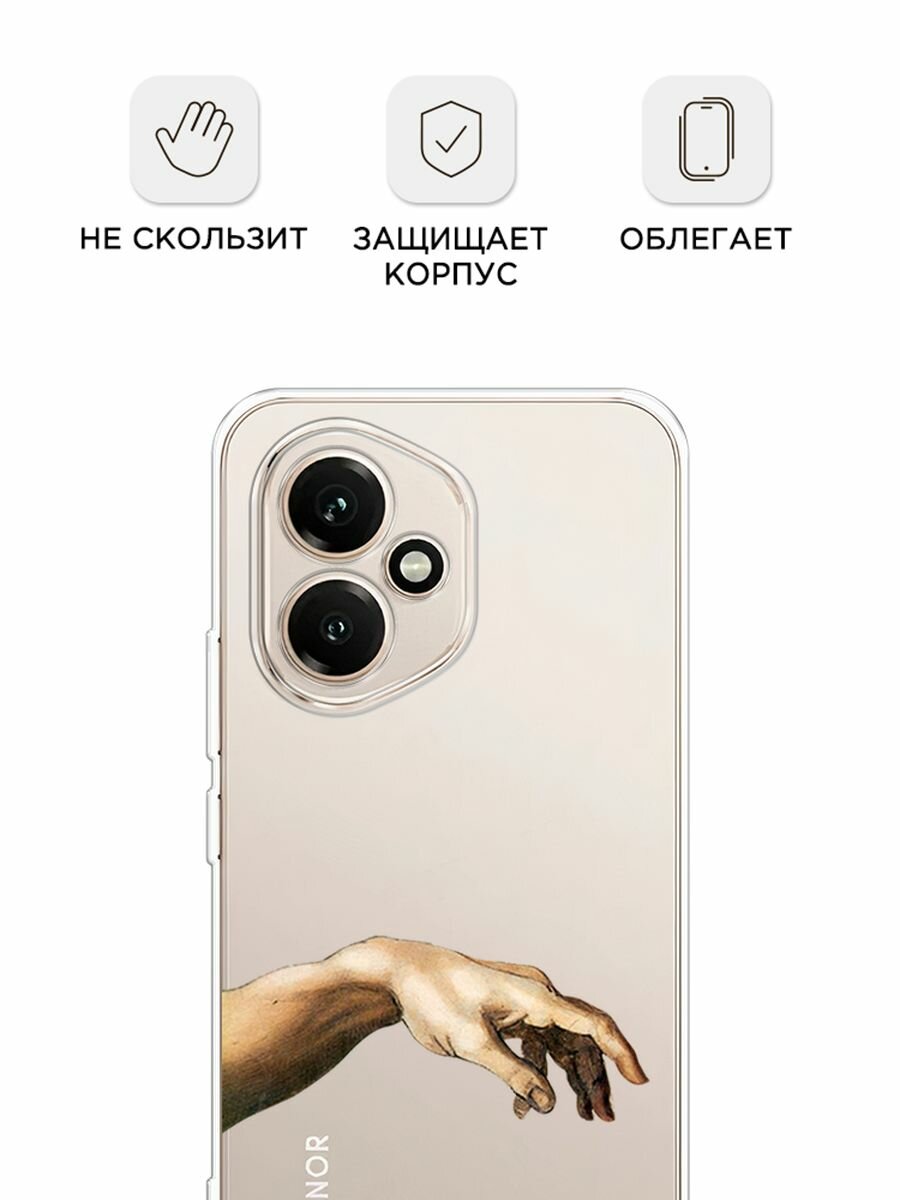 Чехол на Honor 400 / Хонор 400 с принтом Creazione di Adamo 1, прозрачный — фото 1