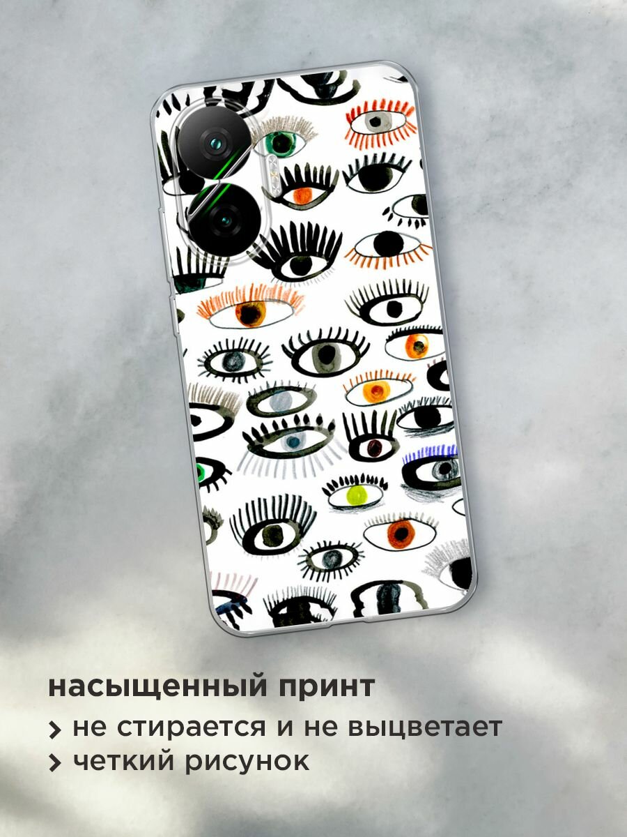 Силиконовый чехол на Poco F7 / Поко F7 с принтом "Глаза акварель" — фото 1