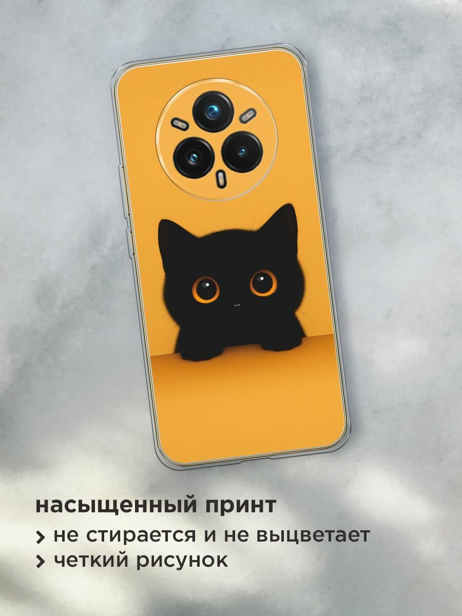 Чехол на Realme 14 Pro+ / Реалми 14 Про+ с принтом "Контрастный котик" — фото 1