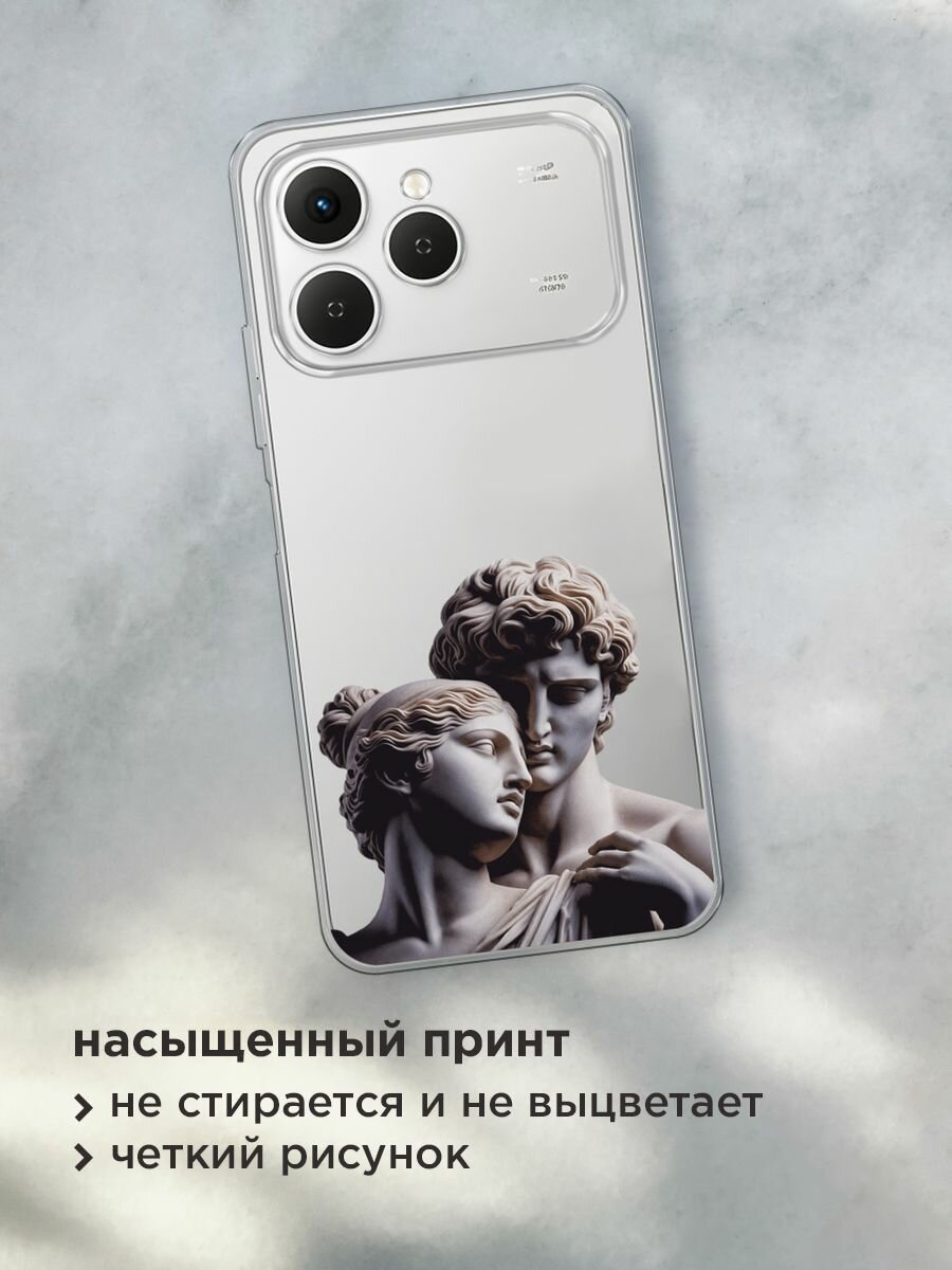 Чехол на Tecno Spark 40 / Текно Спарк 40 с принтом "Нежные скульптуры - 14 февраля", прозрачный — фото 1