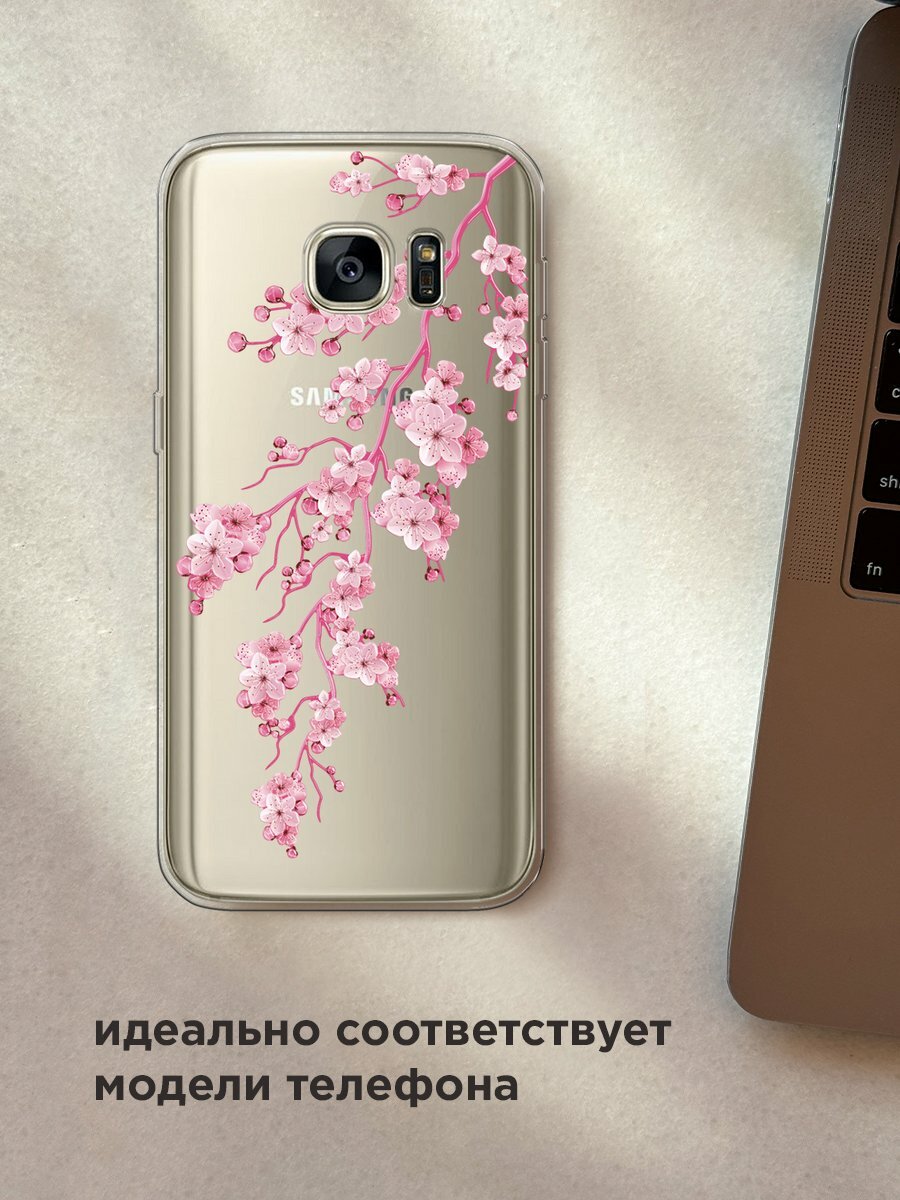 Чехол на Samsung Galaxy S7 / Самсунг Галакси С 7 с принтом "Ветка сакуры 2" — фото 1