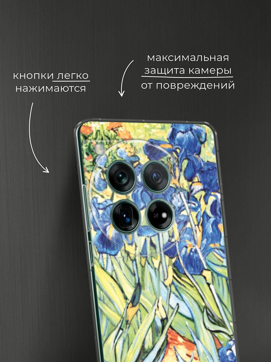 Силиконовый чехол на OnePlus 12 / Ван Плас 12 с принтом "Ирисы Ван Гог" — фото 1