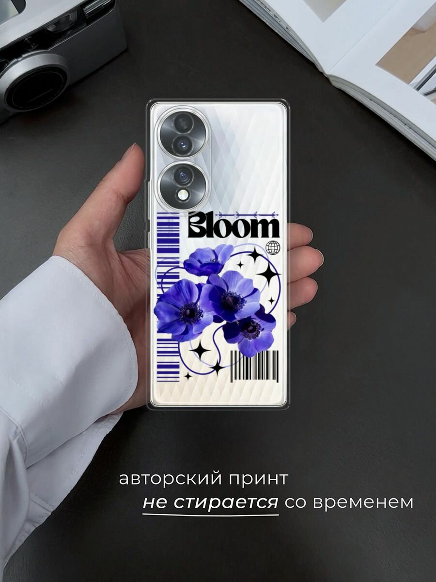 Чехол на Honor 70 / Хонор 70 с принтом "Завораживающие анемоны", прозрачный — фото 1
