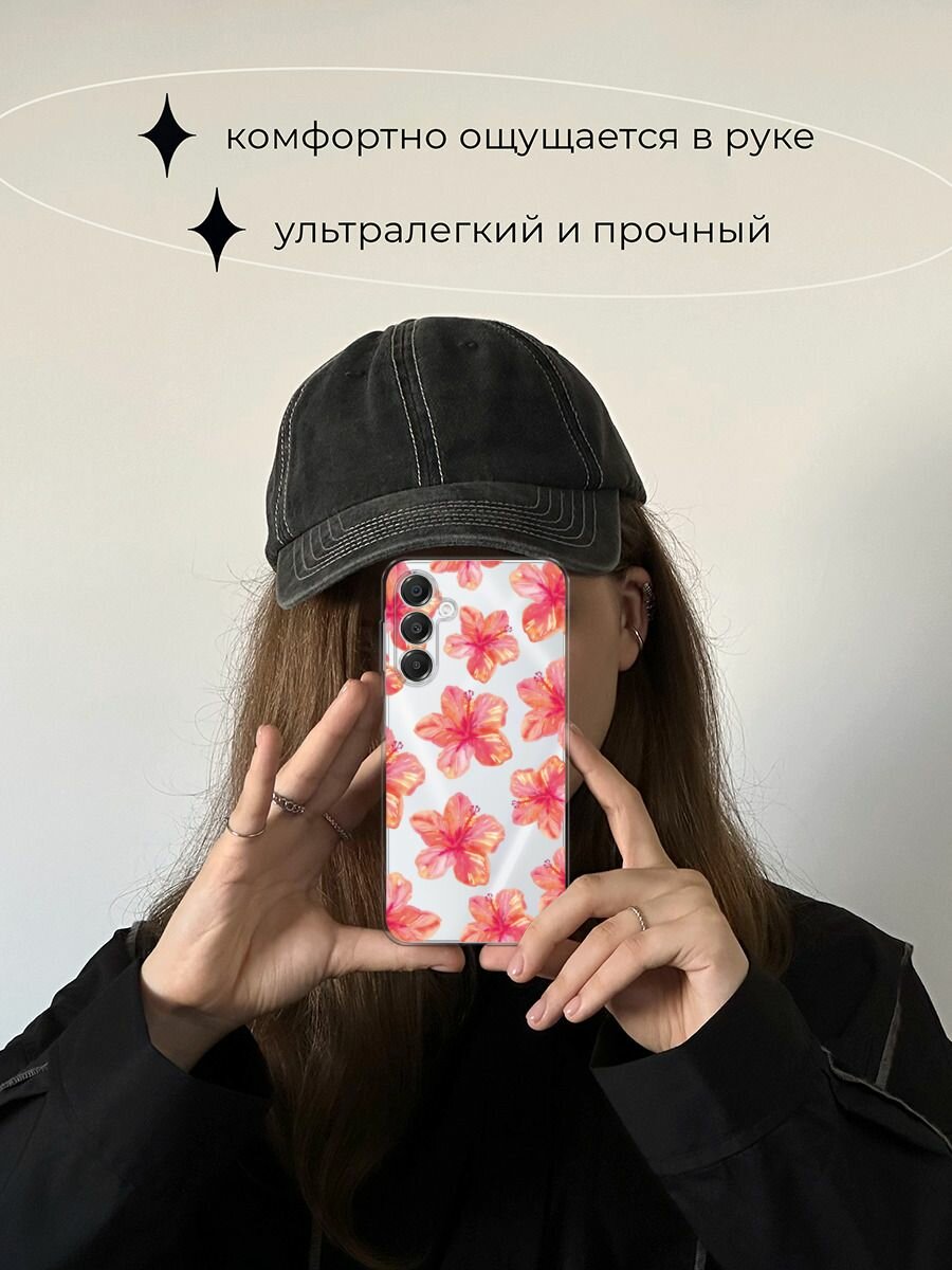 Чехол на Samsung Galaxy A16 / Самсунг А16 с принтом "Pink flowers" — фото 1