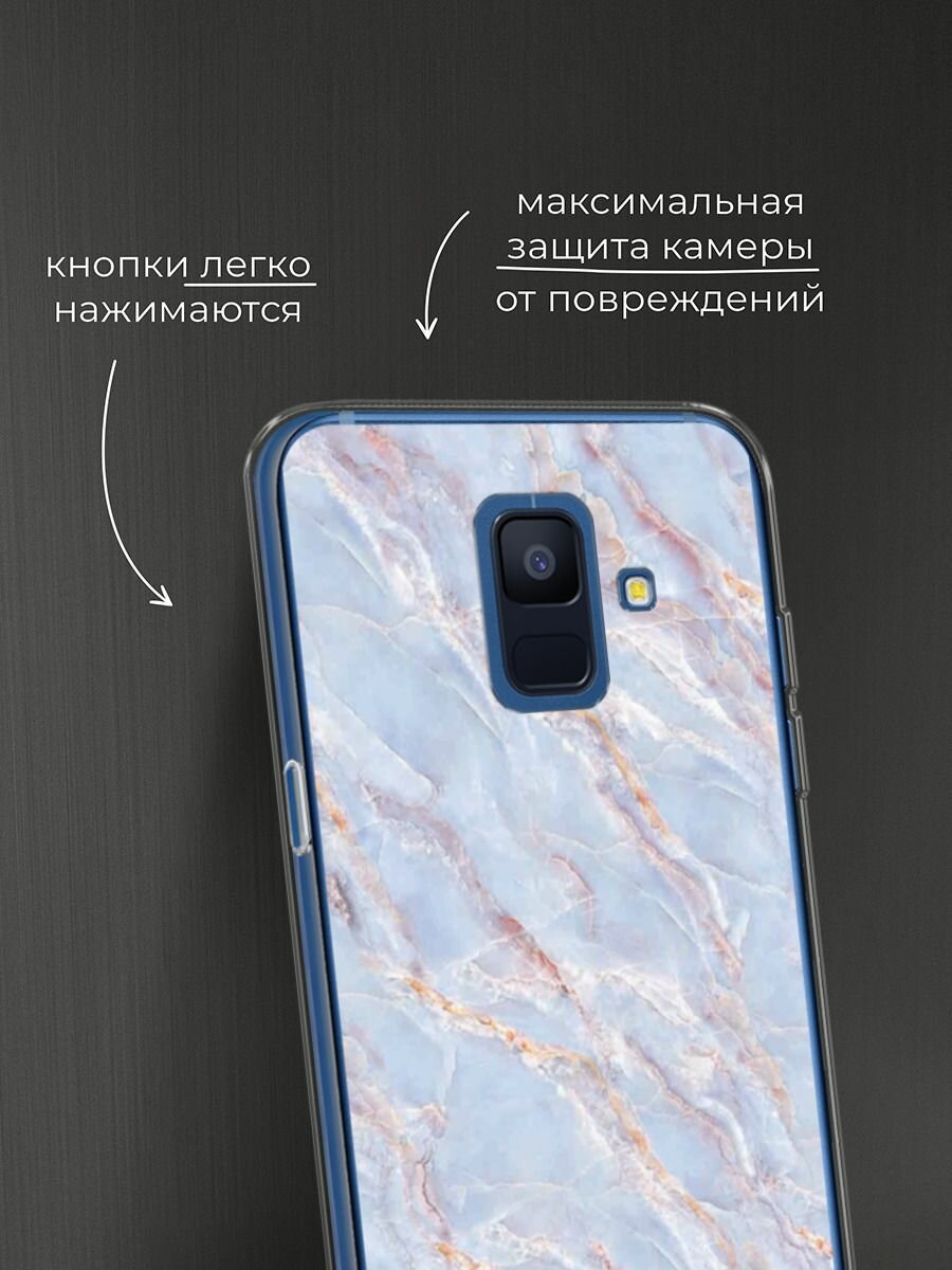 Чехол на Samsung Galaxy A6 / Самсунг Галакси А6 с принтом "Сиреневый мрамор" — фото 1