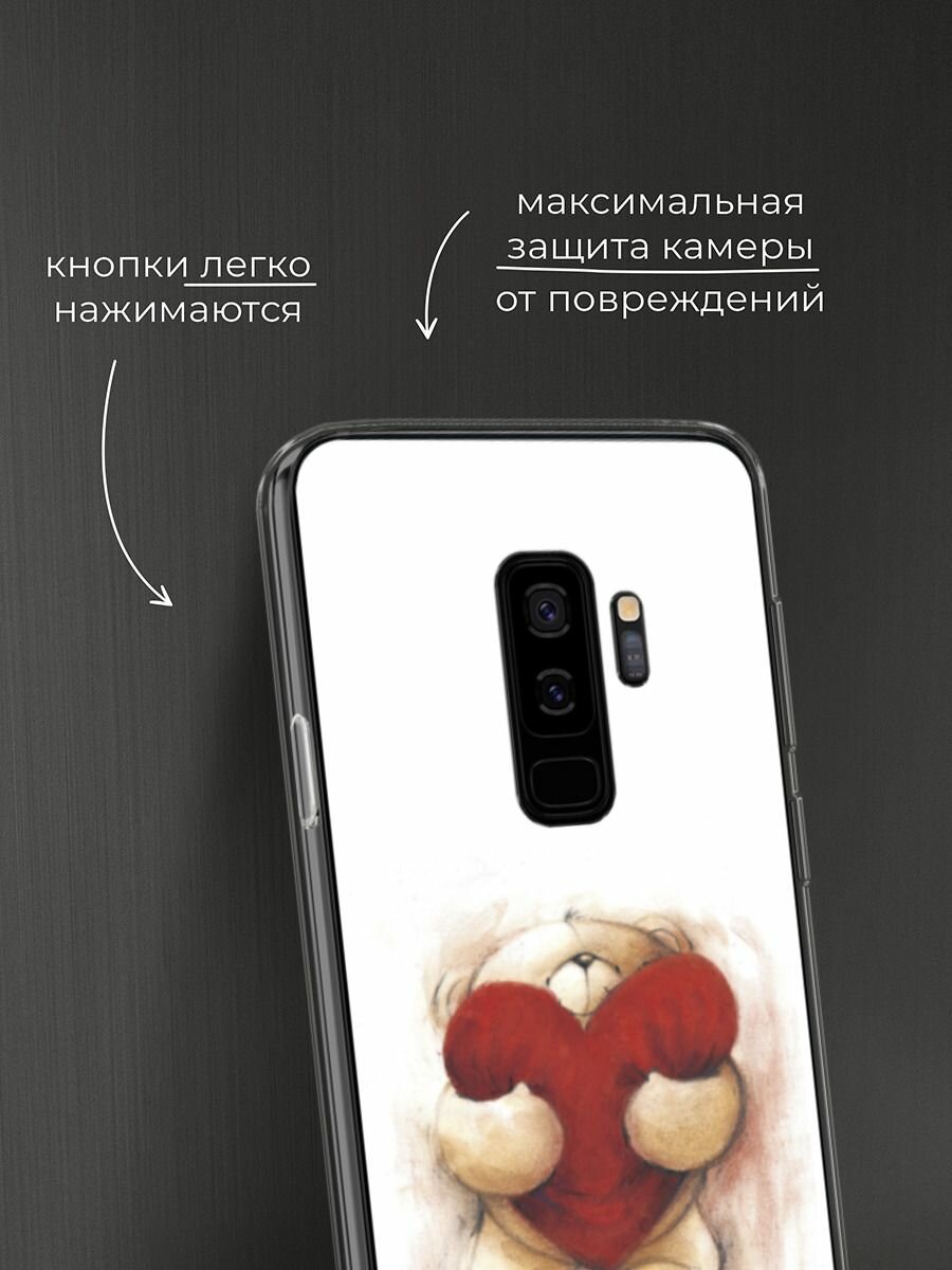 Чехол на Samsung Galaxy S9 + / Самсунг Галакси С9 Плюс с принтом "Мишка с сердцем 1" — фото 1
