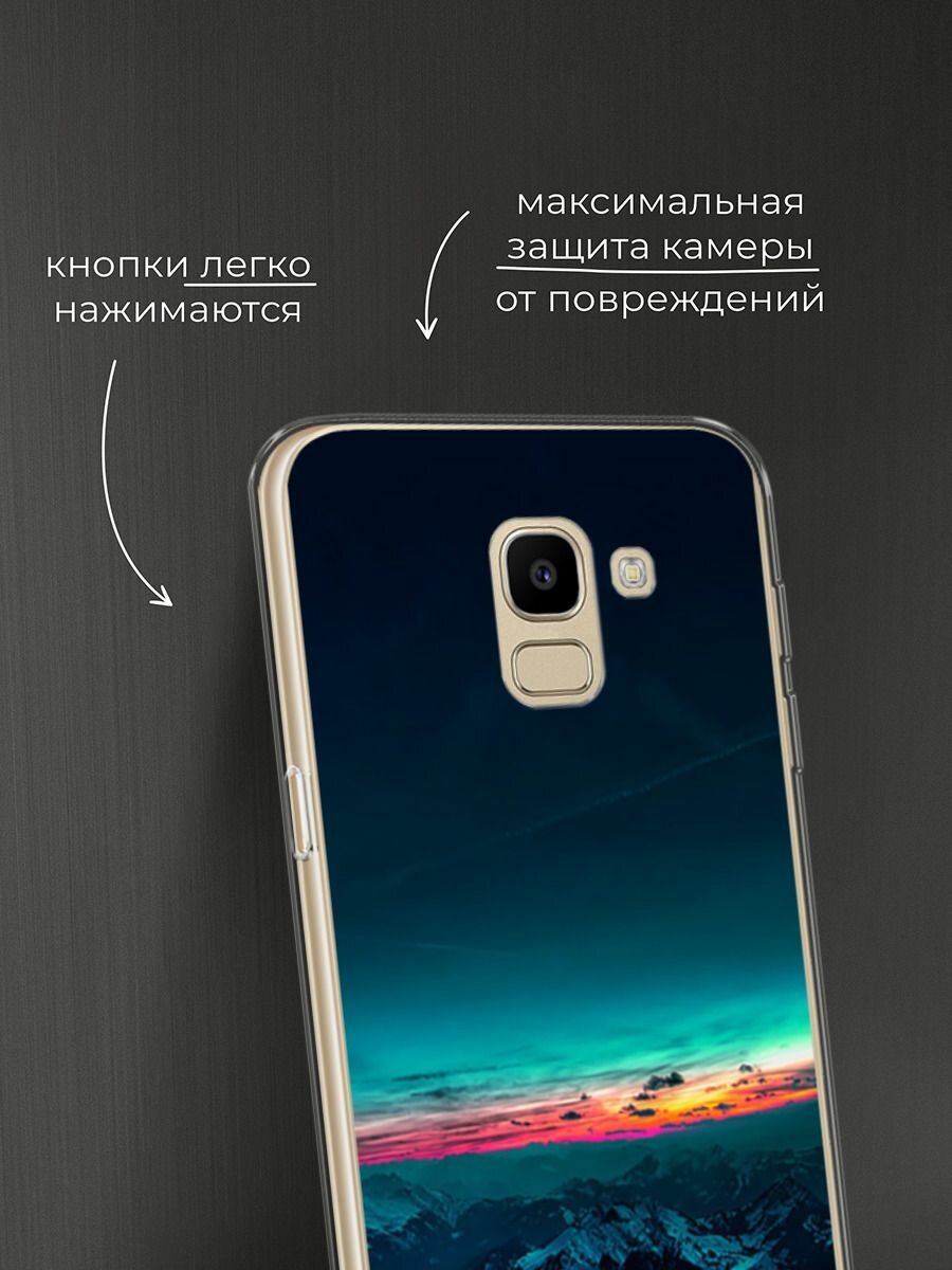 Чехол на Samsung Galaxy J6 2018 / Самсунг Галакси Джей 6 2018 с принтом "Закат в горах" — фото 1