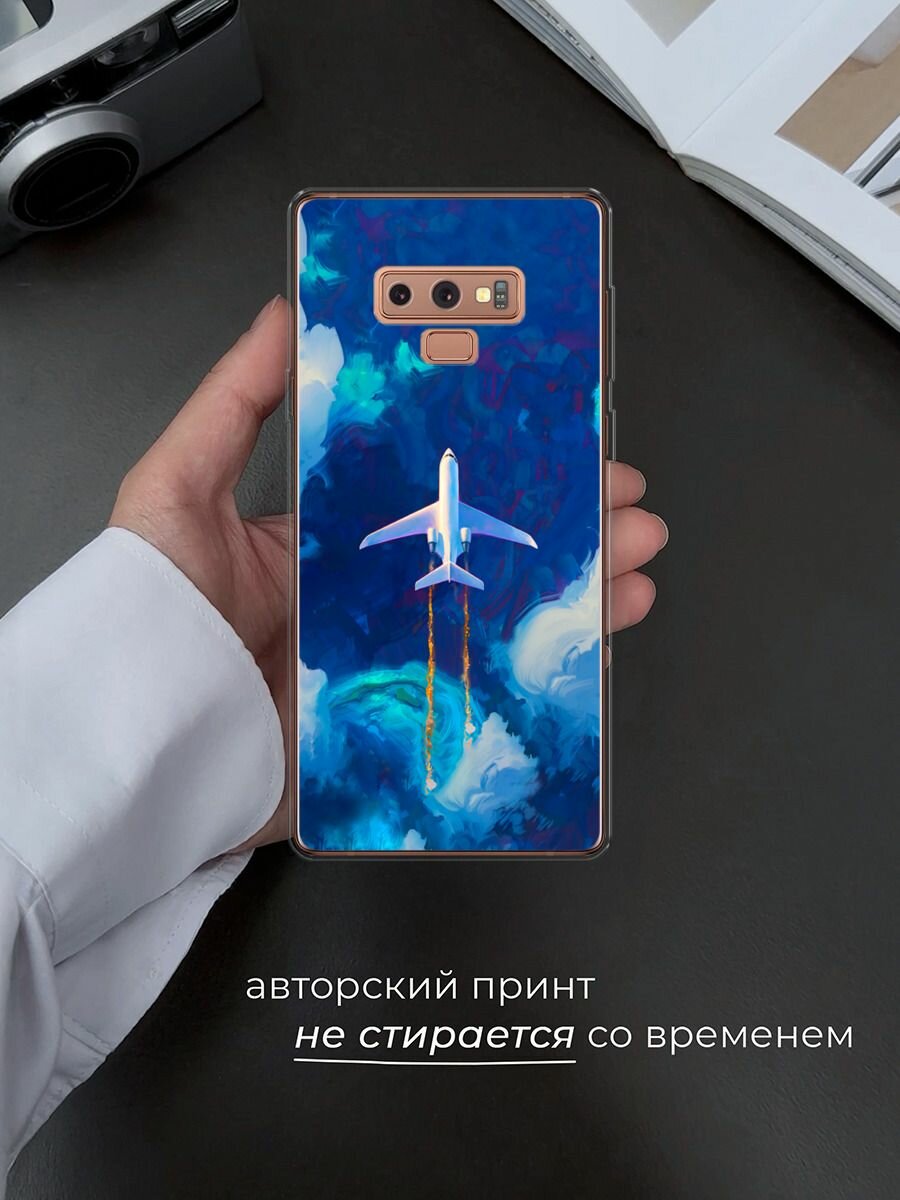 Чехол на Samsung Galaxy Note 9 / Самсунг Галакси Нот 9 с принтом "Самолет картина" — фото 1
