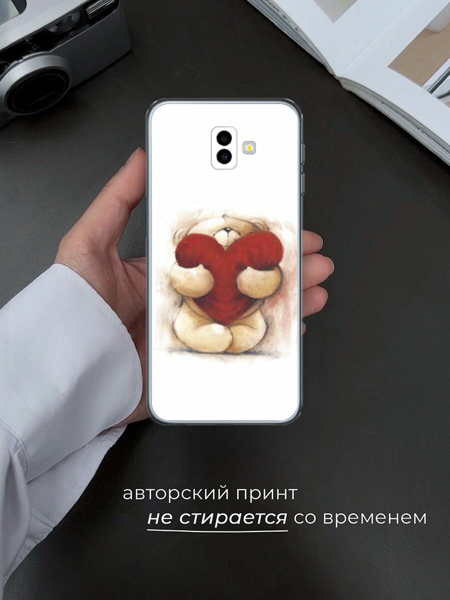 Чехол на Samsung Galaxy J6 + / Самсунг Галакси J6 Плюс 2018 с принтом "Мишка с сердцем 1" — фото 1