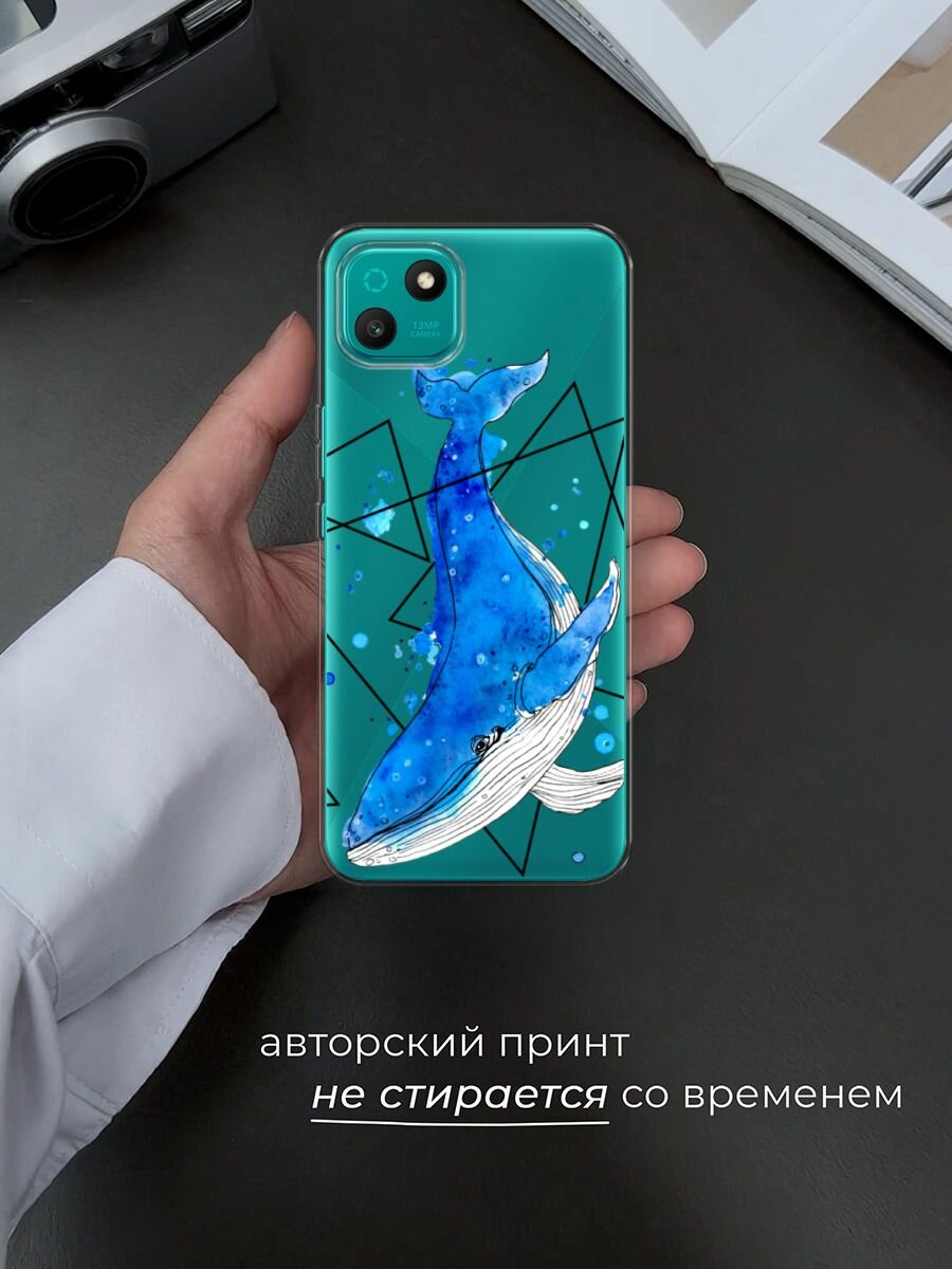 Чехол на Wiko T10 / Вико Т10 с принтом "Кит графика", прозрачный — фото 1
