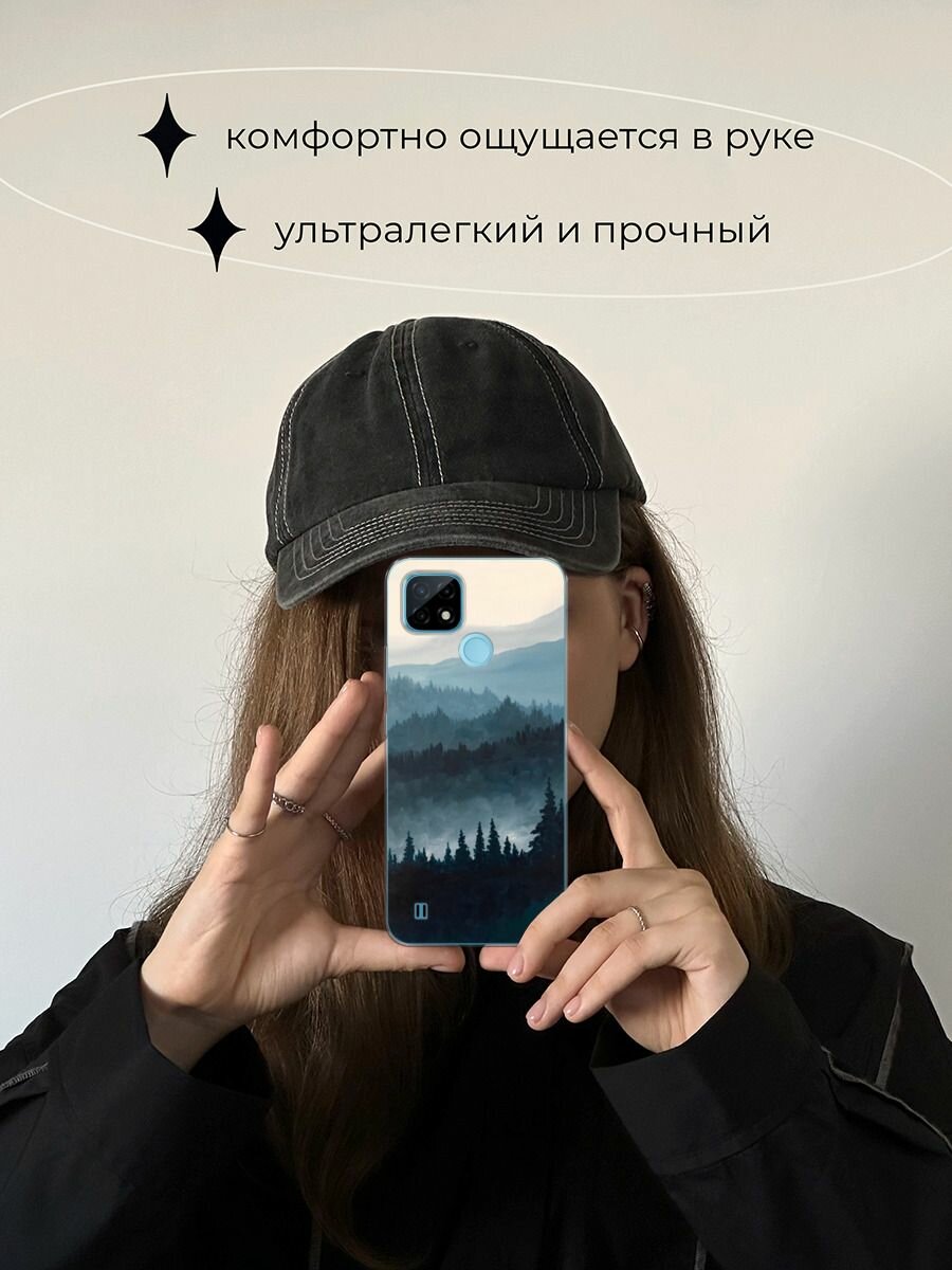Силиконовый чехол на Realme C21 / Реалми С21 с принтом "Туманные горы" — фото 1
