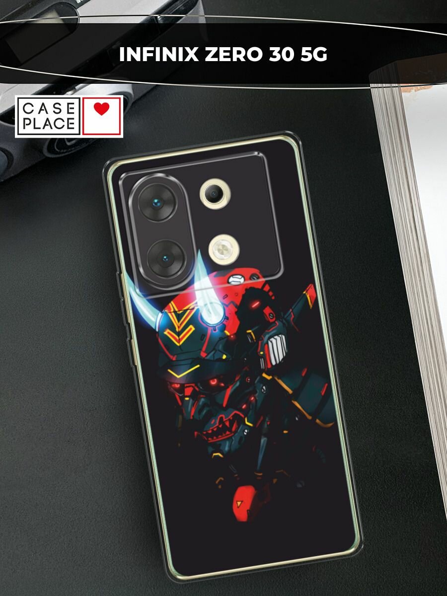 Чехол на Infinix Zero 30 5G / Инфиникс Зеро 30 5G с принтом "Неоновый самурай"