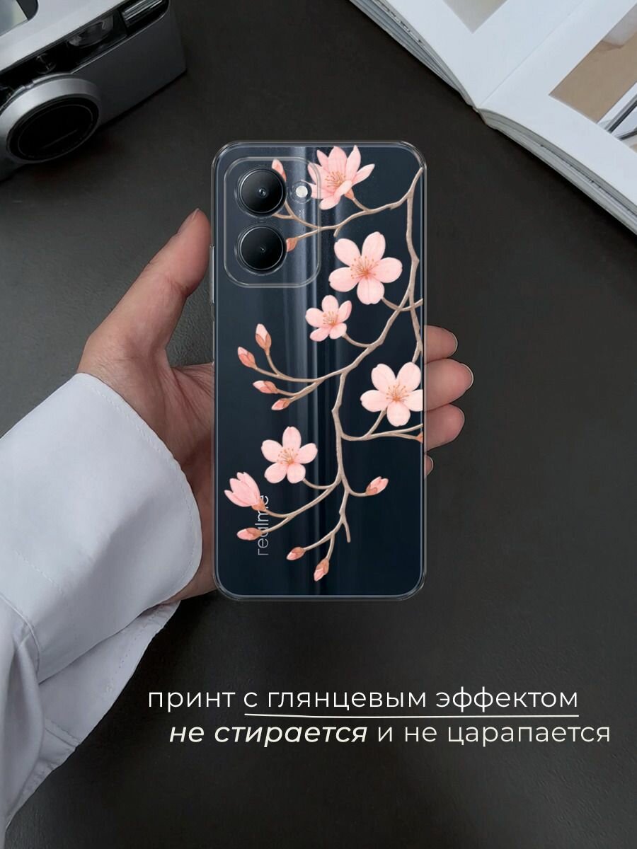 Чехол на Realme C33 / Реалми С33 с принтом "Веточка распускающейся сакуры 2" — фото 1