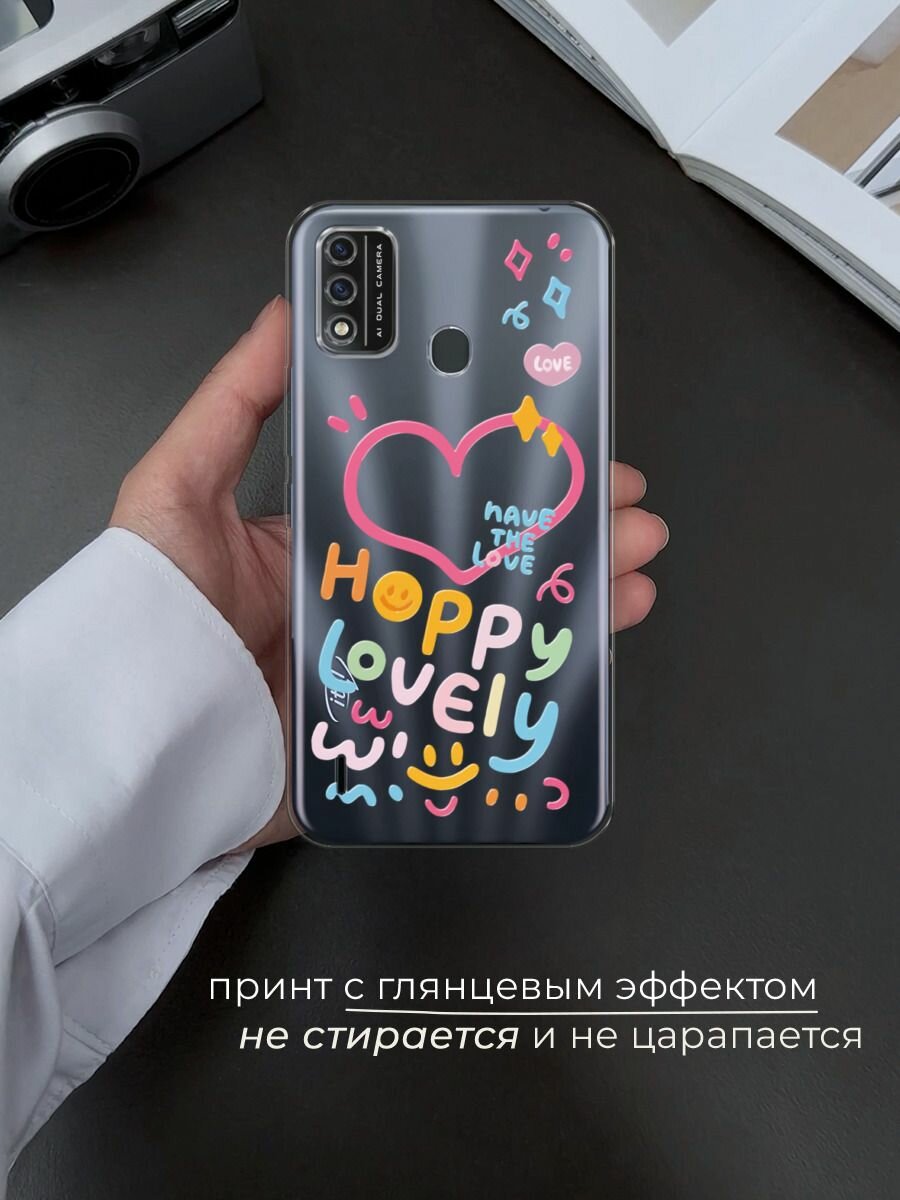 Чехол на Itel A48 / Ител А48 с принтом "Happy lovely 2" — фото 1