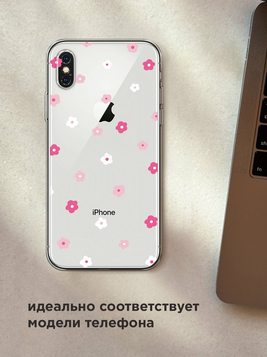 Чехол на Apple iPhone XS Max / Айфон XS Max с принтом "Весенние цветочки рисунок", прозрачный — фото 1