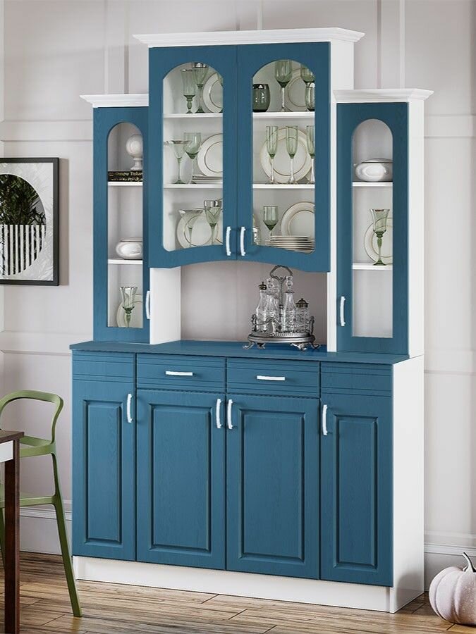 Буфет 4-х створчатый Констанция джинс/белый миф