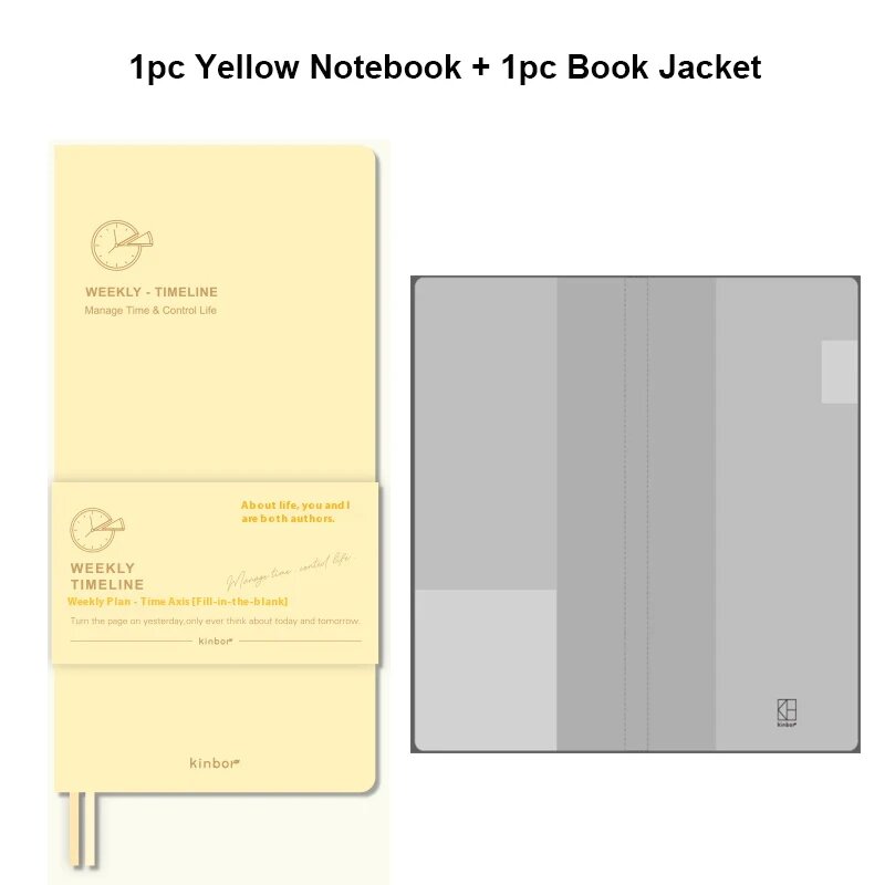 Ежедневник Kinbor Weekly Plan/Annual/Timeline Notebook Желтый, Week Time BE W Cover
