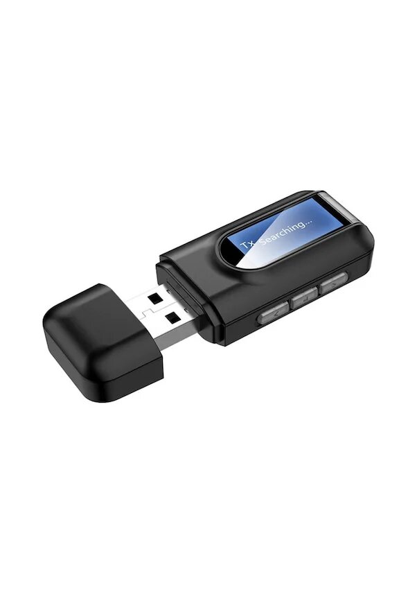 T11 2-в-1 USB Bluetooth 5.0 передатчик и приемник аудиоадаптера с ЖК-дисплеем, черный