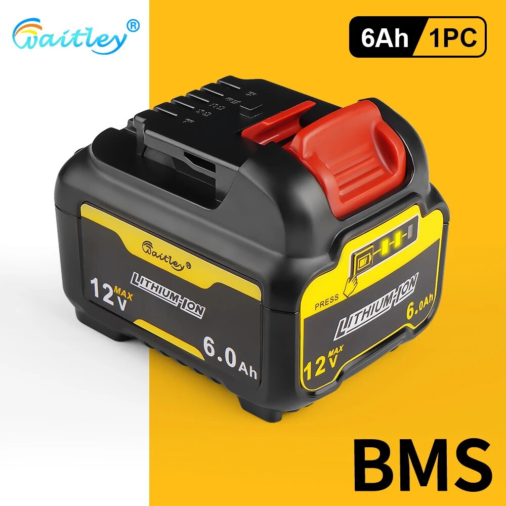 Аккумулятор Waitley DCB120 Li-Ion 6 Ач 10.8/12 В для DeWalt 6Ah Battery 1 PC