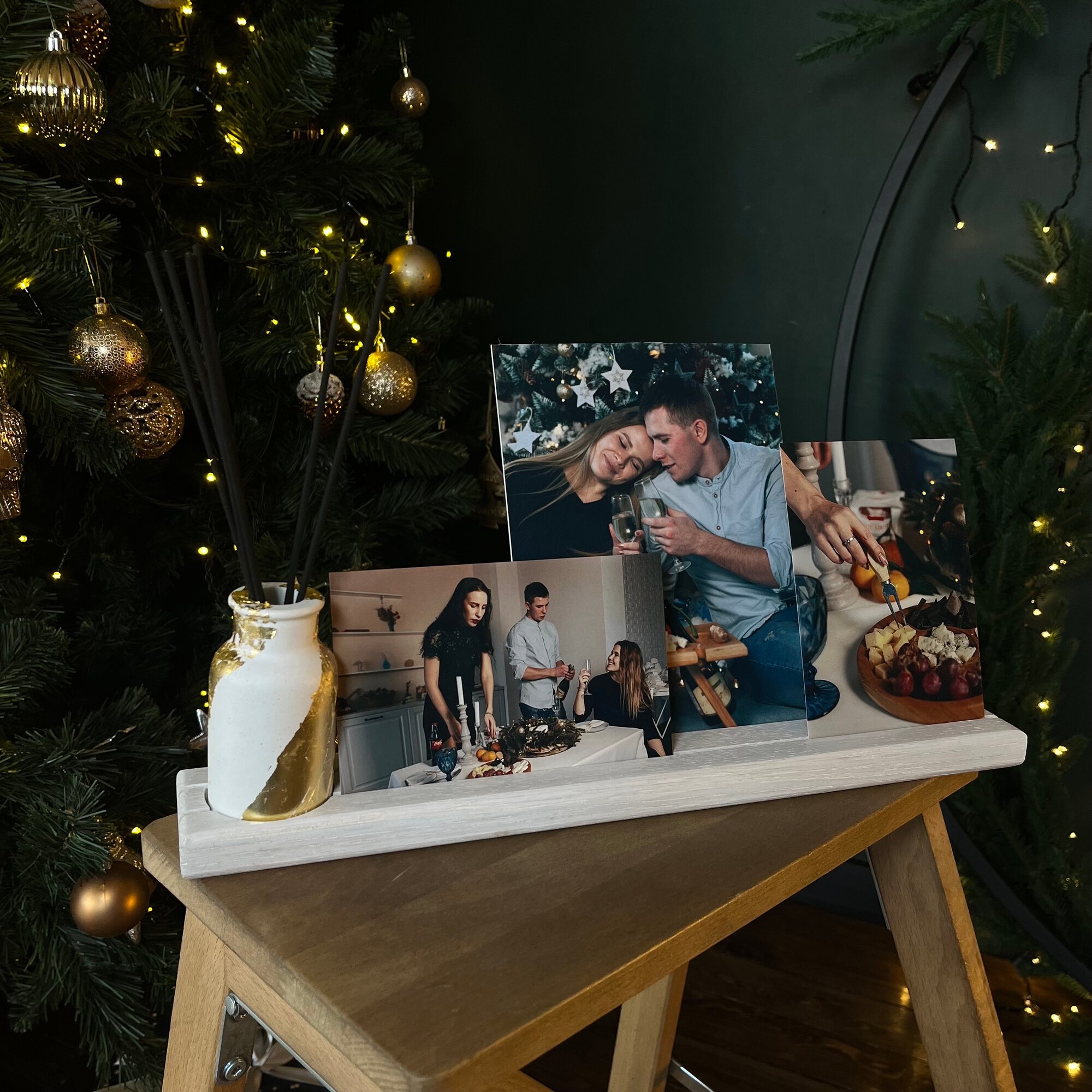 Фоторамка из дерева "Сияние", подарочный набор, ваза Круглая