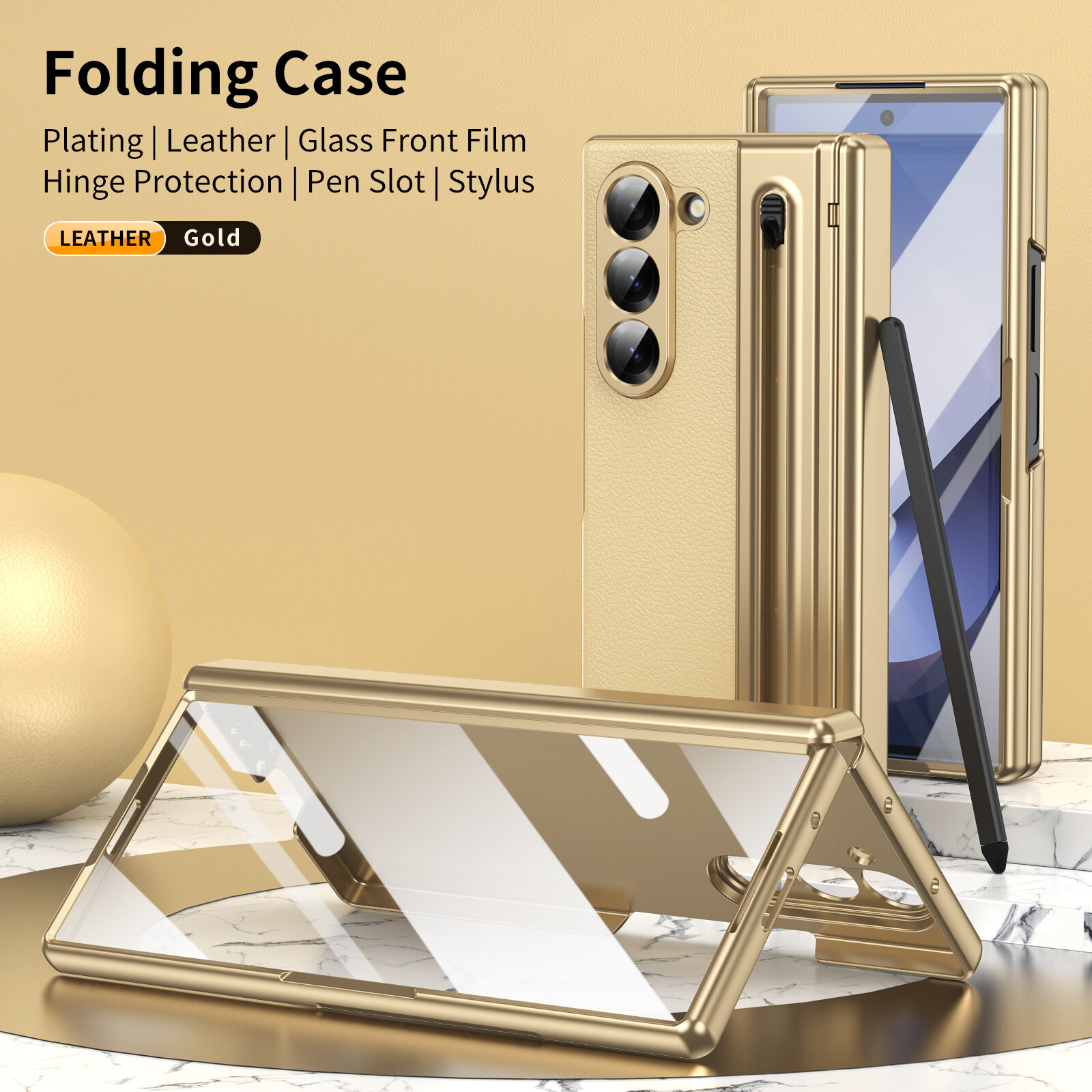 Чехол для Samsung Galaxy Z Fold 6 / Samsung Z Fold6 / Самсунг Галакси З Фолд 6, глянцевая поверхность, металл, пластик, защита камеры, ударопрочный, встроенная подставка, Samsung,