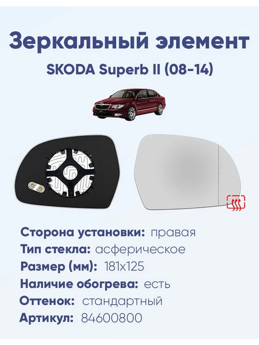 Зеркало SKODA Superb II (08-14) 84600800