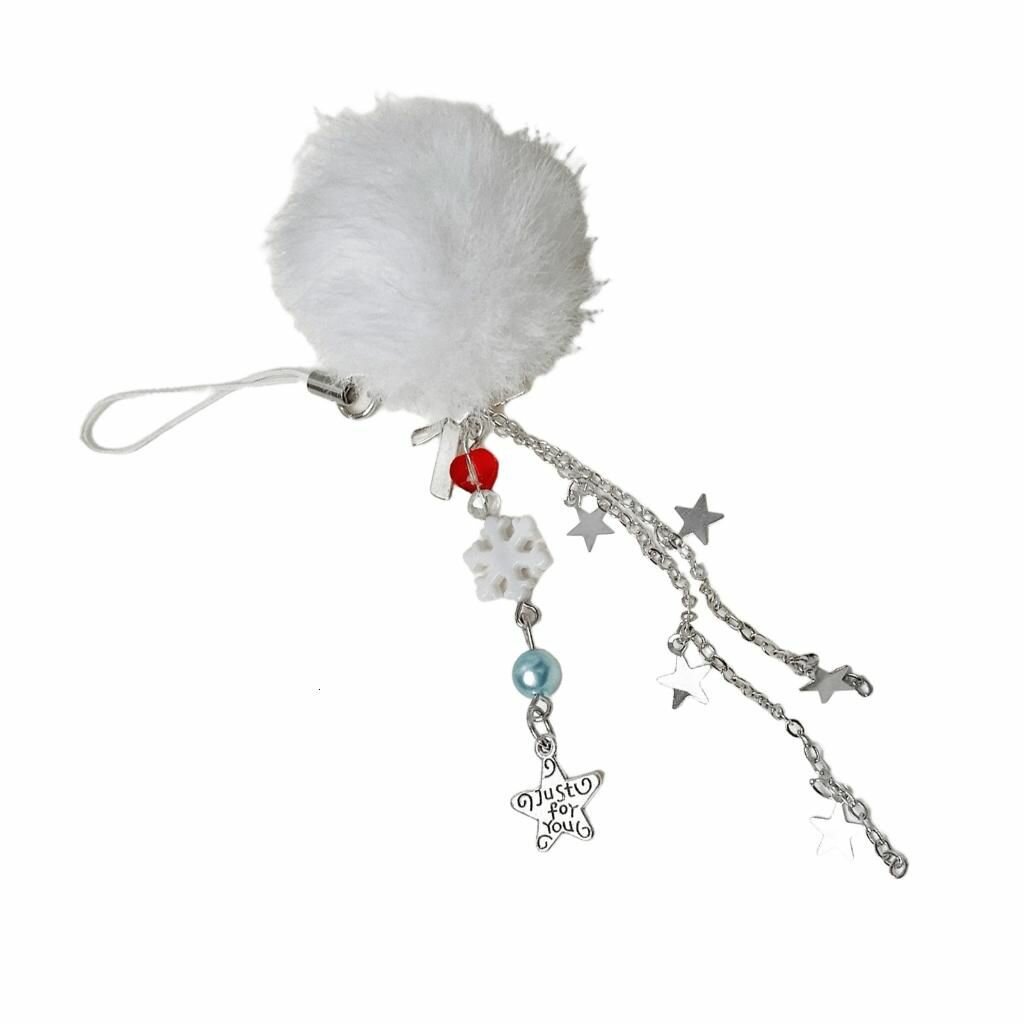 Брелок, Цепочка для мобильного телефона в виде зимней снежинки на Рождество-Белая