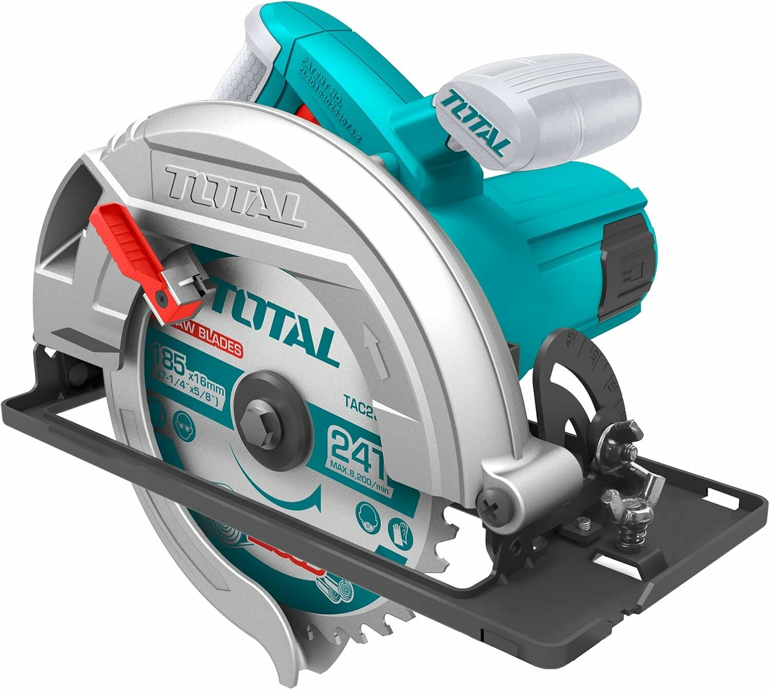 Дисковая пила TOTAL TS1161856, мощность 1600Вт, диаметр диска 185мм