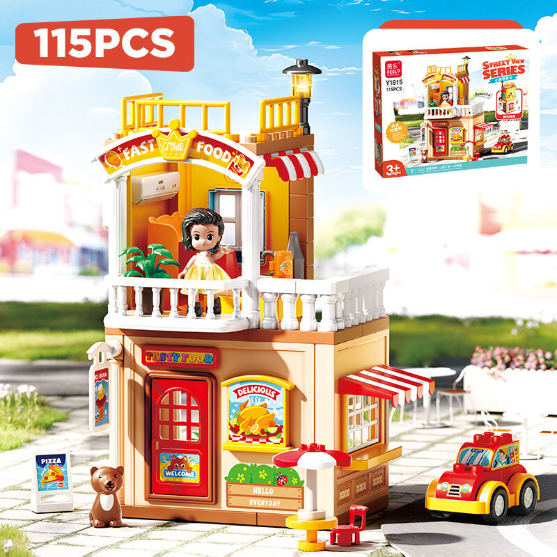 Конструктор Feile Villa Street Scene для ролевых игр, образовательная карусель, строительные блоки для девочек, оптовая продажа.