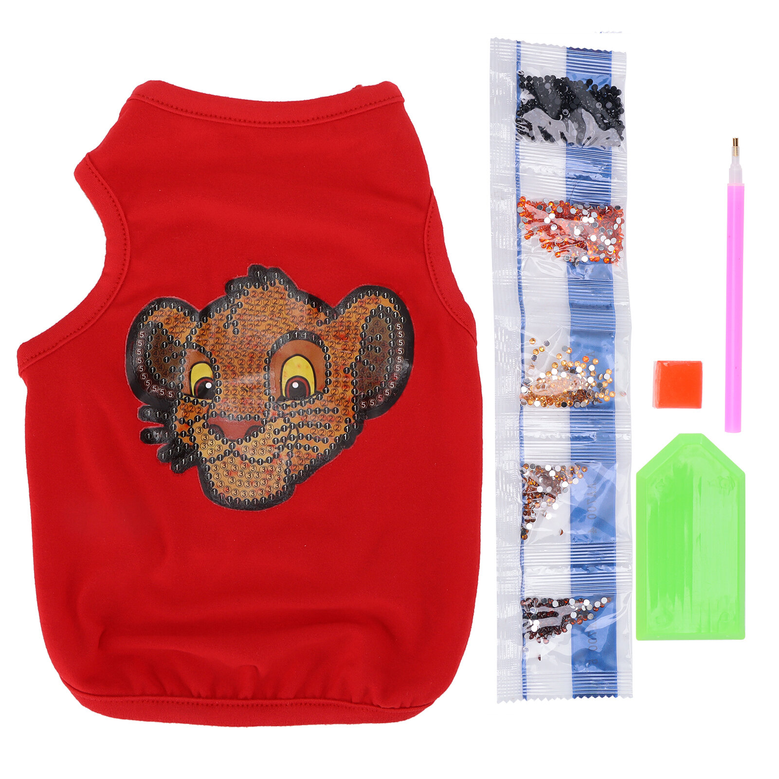 Одежда для собак со стразами, дизайн DIY, роспись, мягкая, удобная футболка для домашних животных. Для маленьких и средних щенков. Цвет: красный, размер S.