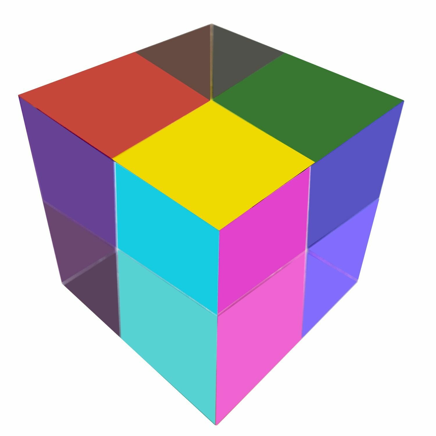 ZhuoChiMall CMY Colorful Cube, дюймовый (80 мм) акриловый смешивающий цветной куб, призма для обучения физике и офисного декора рабочего стола, научные игрушки и подарки для детей