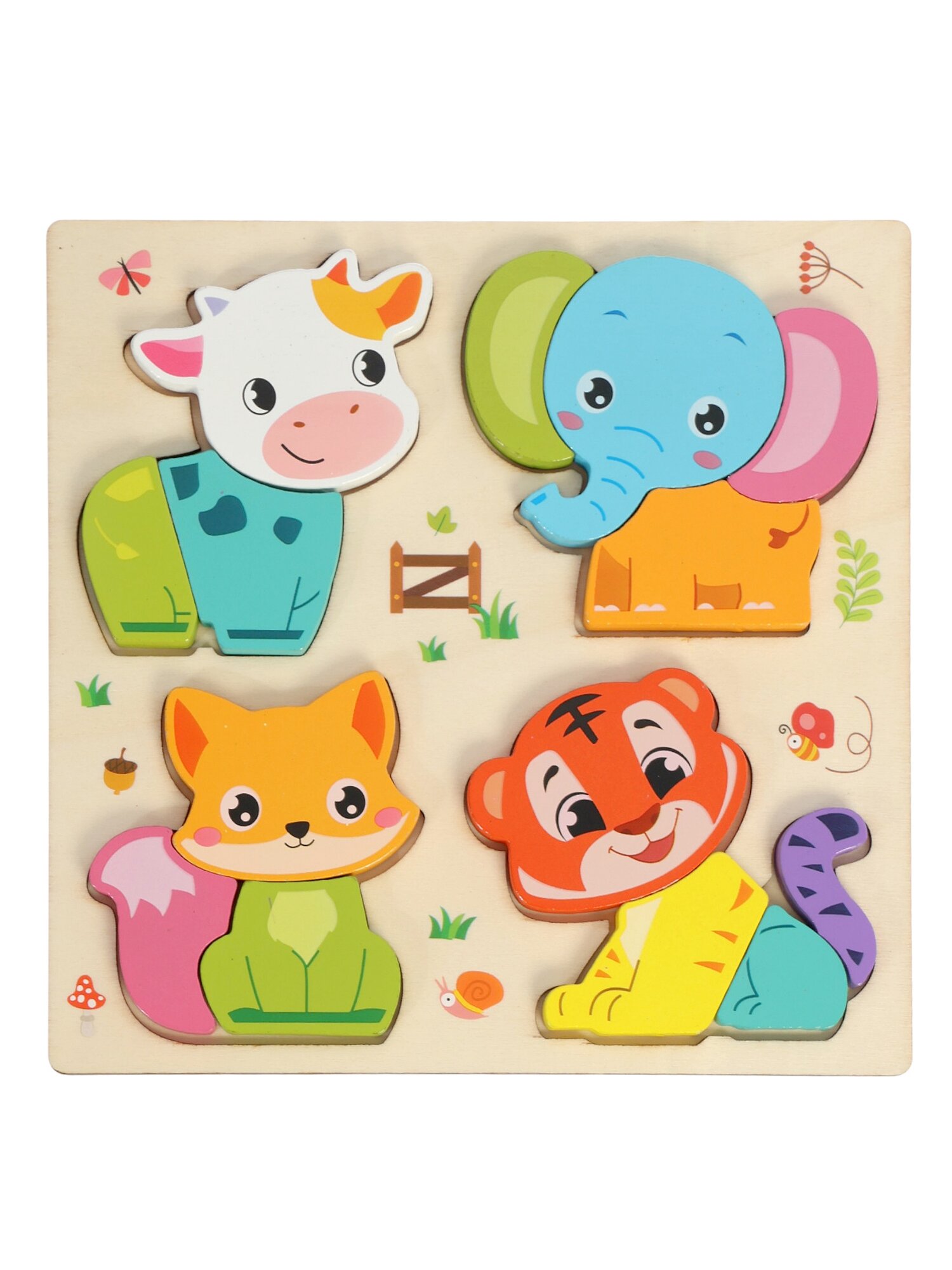 Развивающий 3D пазл «Животные», деревянный, 14 элементов, от 3 лет