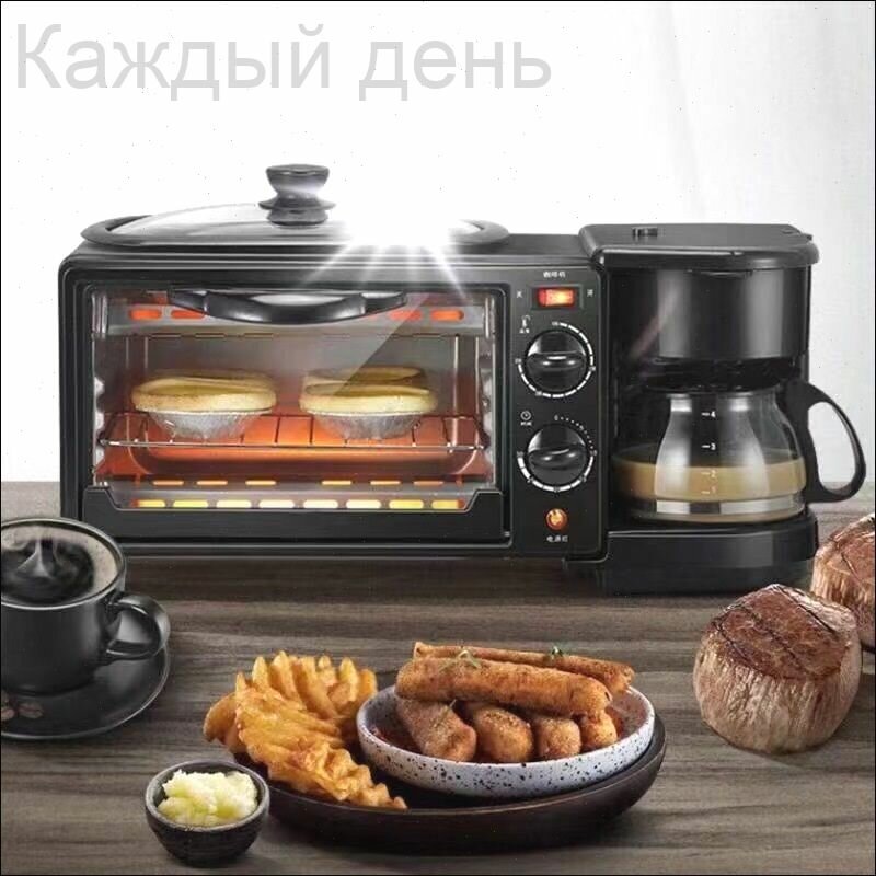 Мини-печь Oven + coffee machine + breakfast machine3b, черный