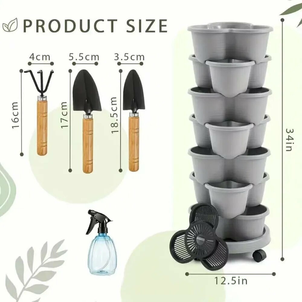 Каскад для цветов 80 л, 87 см, 1 шт, цвет серый