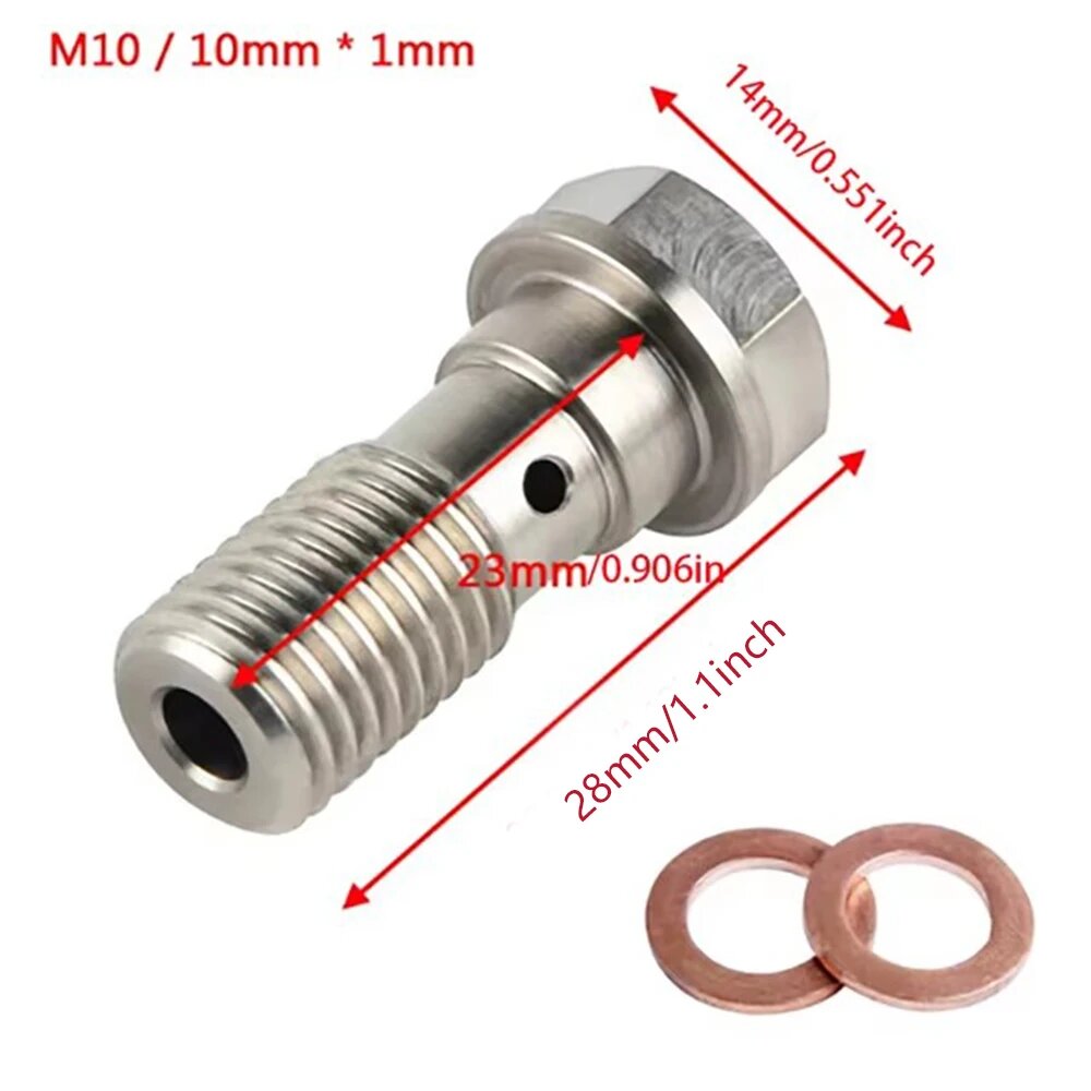 Банджо-болт тормозной системы M10x1.0, нержавеющая сталь