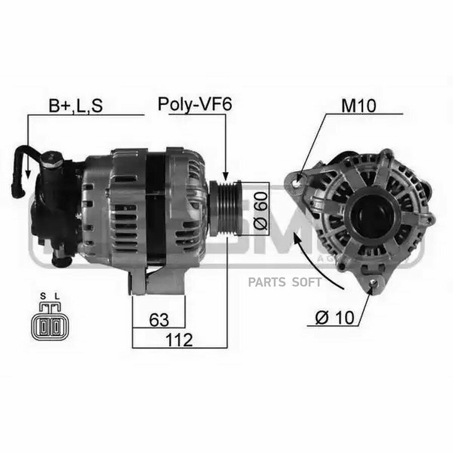 ERA 210024 210024 Генератор\ HYUNDAI SANTA FE KIA SORENTO 01-06 ()