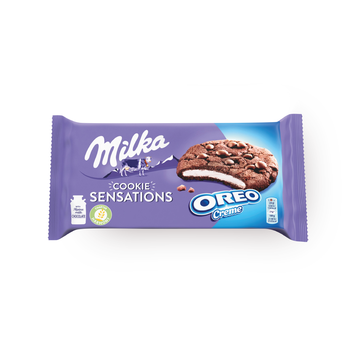 Печенье Milka "Sensations Oreo Creme", сдобное, в флоу-паке, 1 шт.