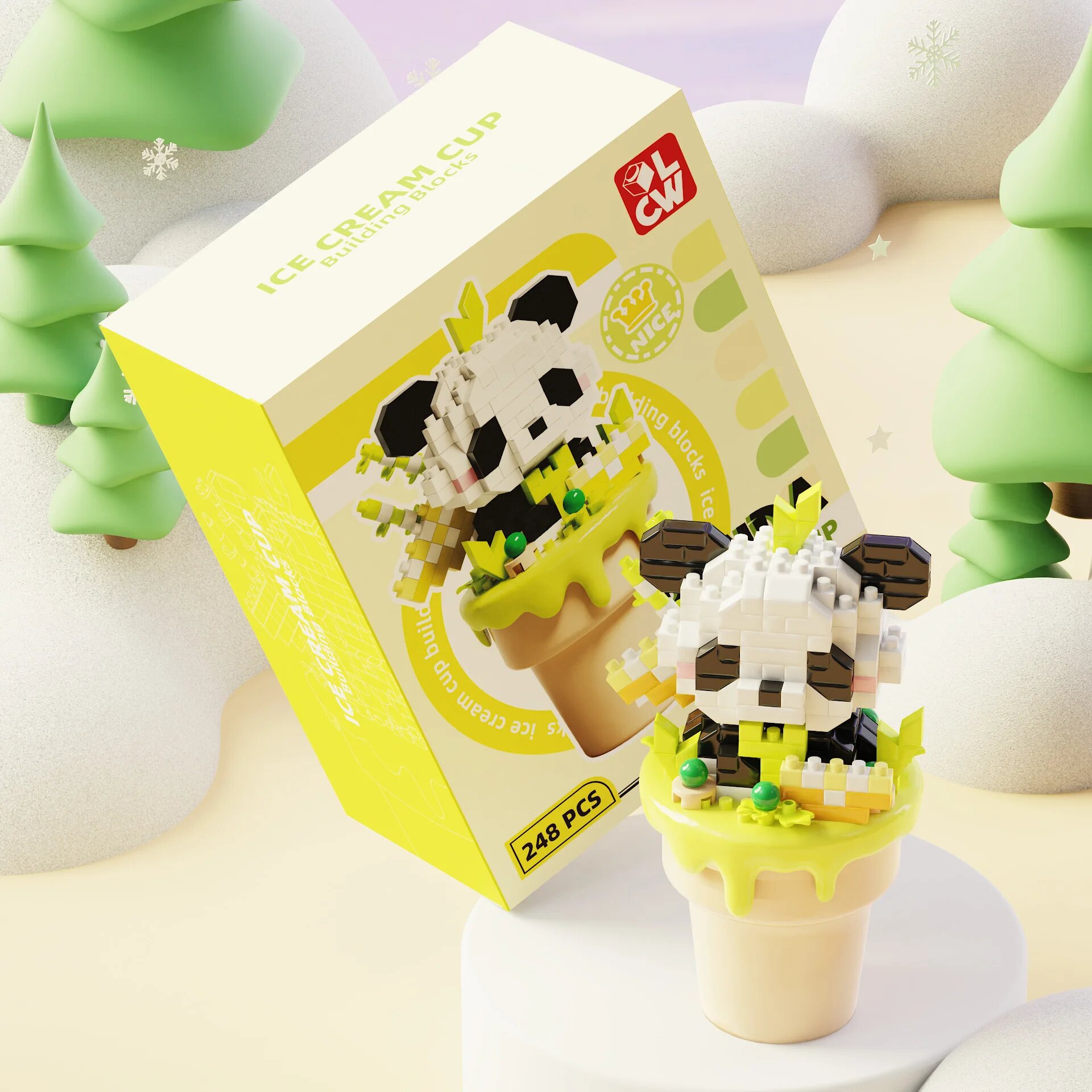 MINISO Мини-конструктор Panda с мороженым No box, 8001-A